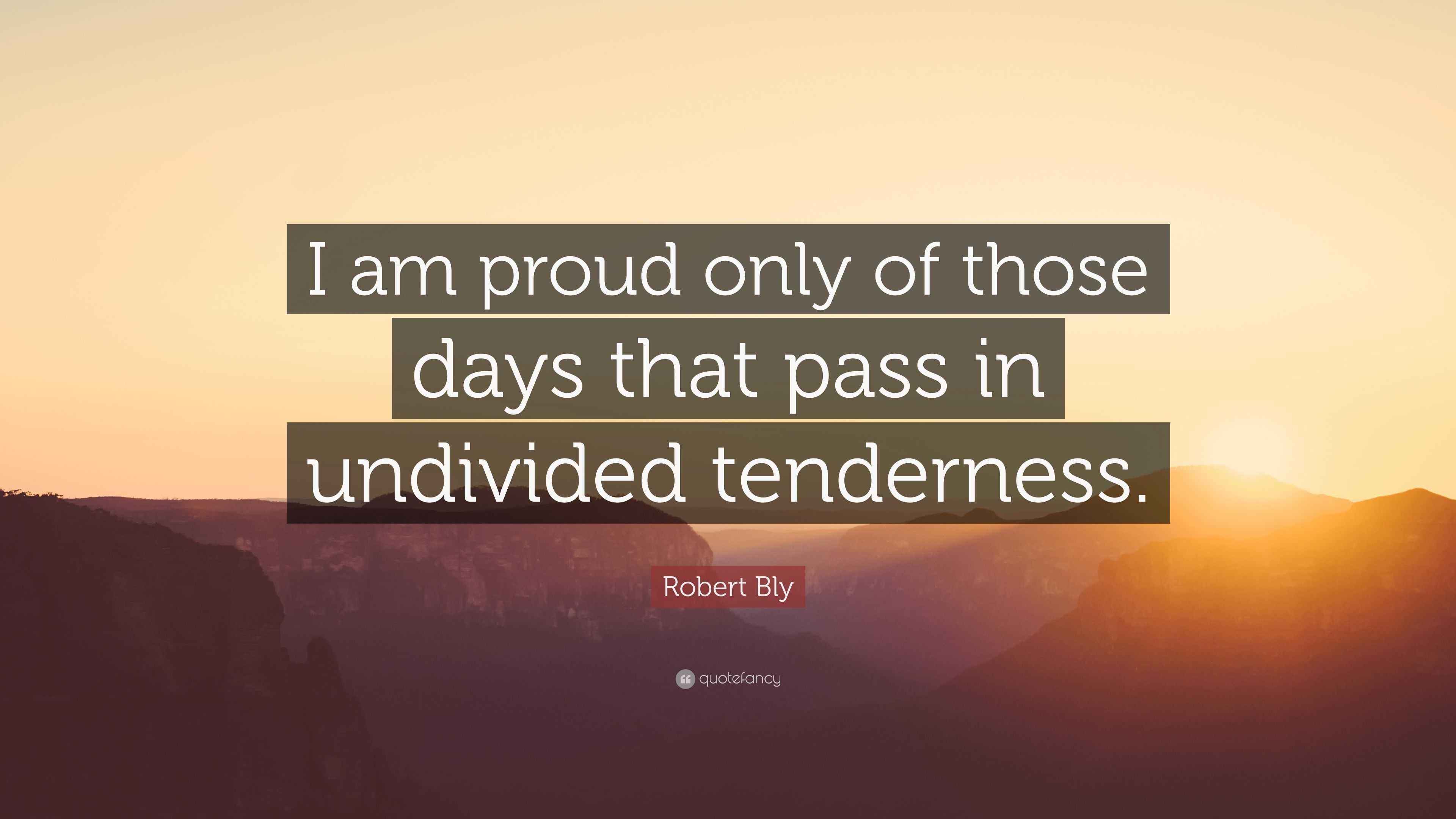 Robert Bly Quote: “I am proud only of those days that pass in undivided ...