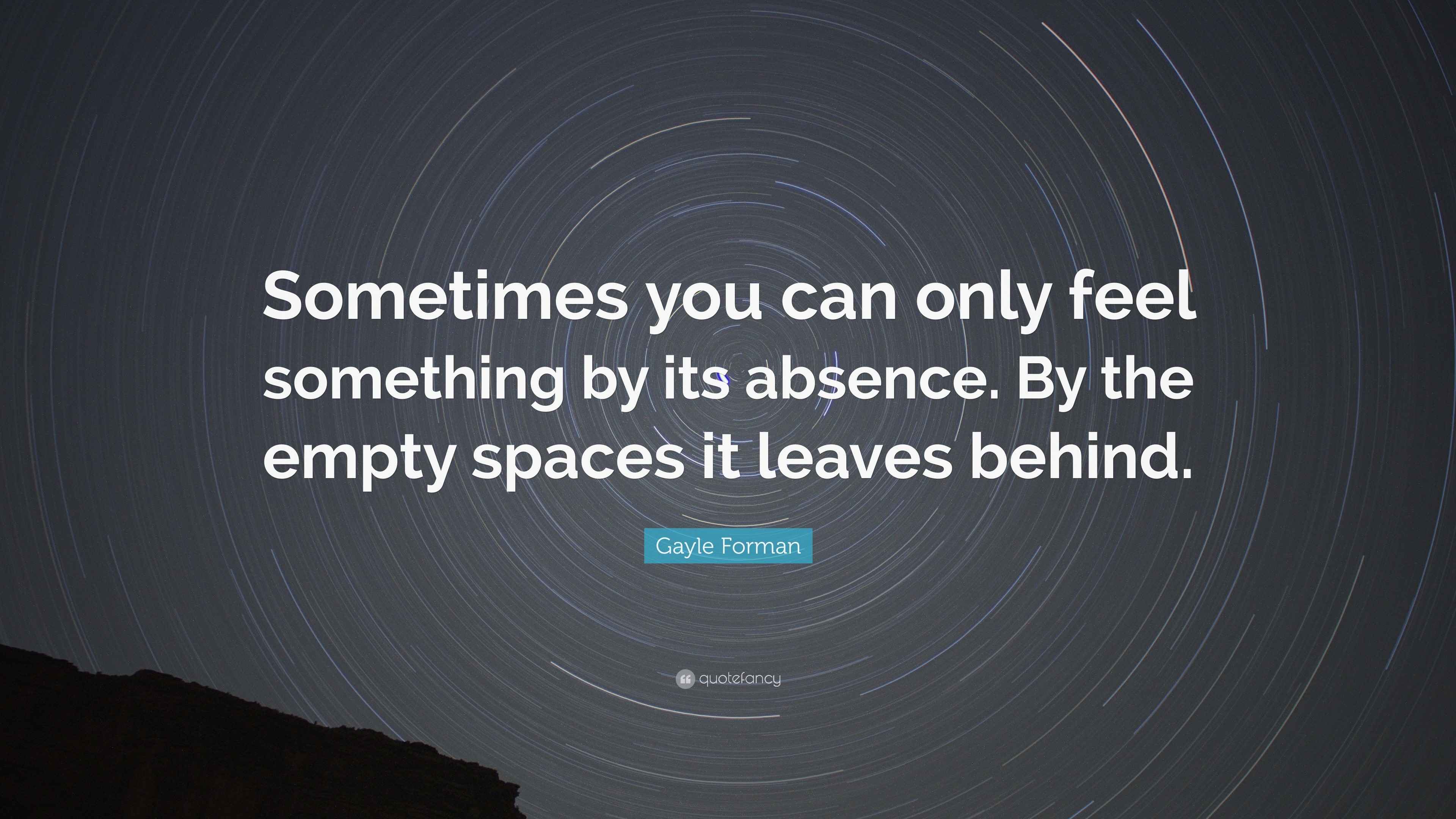 Gayle Forman Quote: “Sometimes you can only feel something by its ...