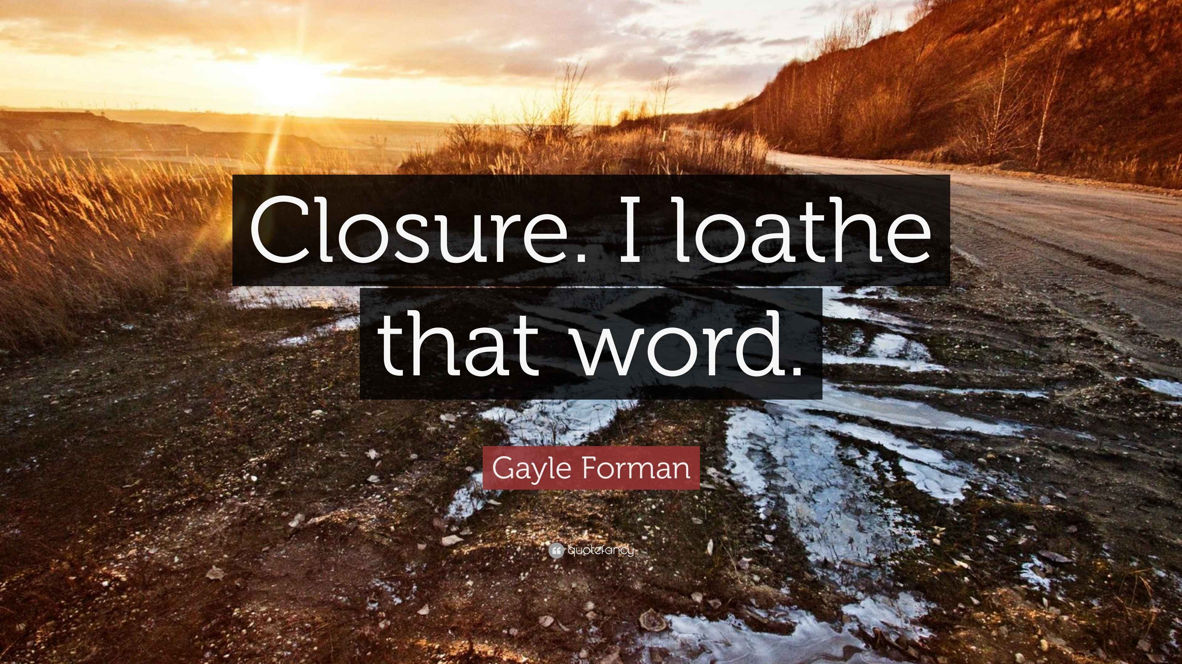 Gayle Forman Quote: “Closure. I loathe that word.”