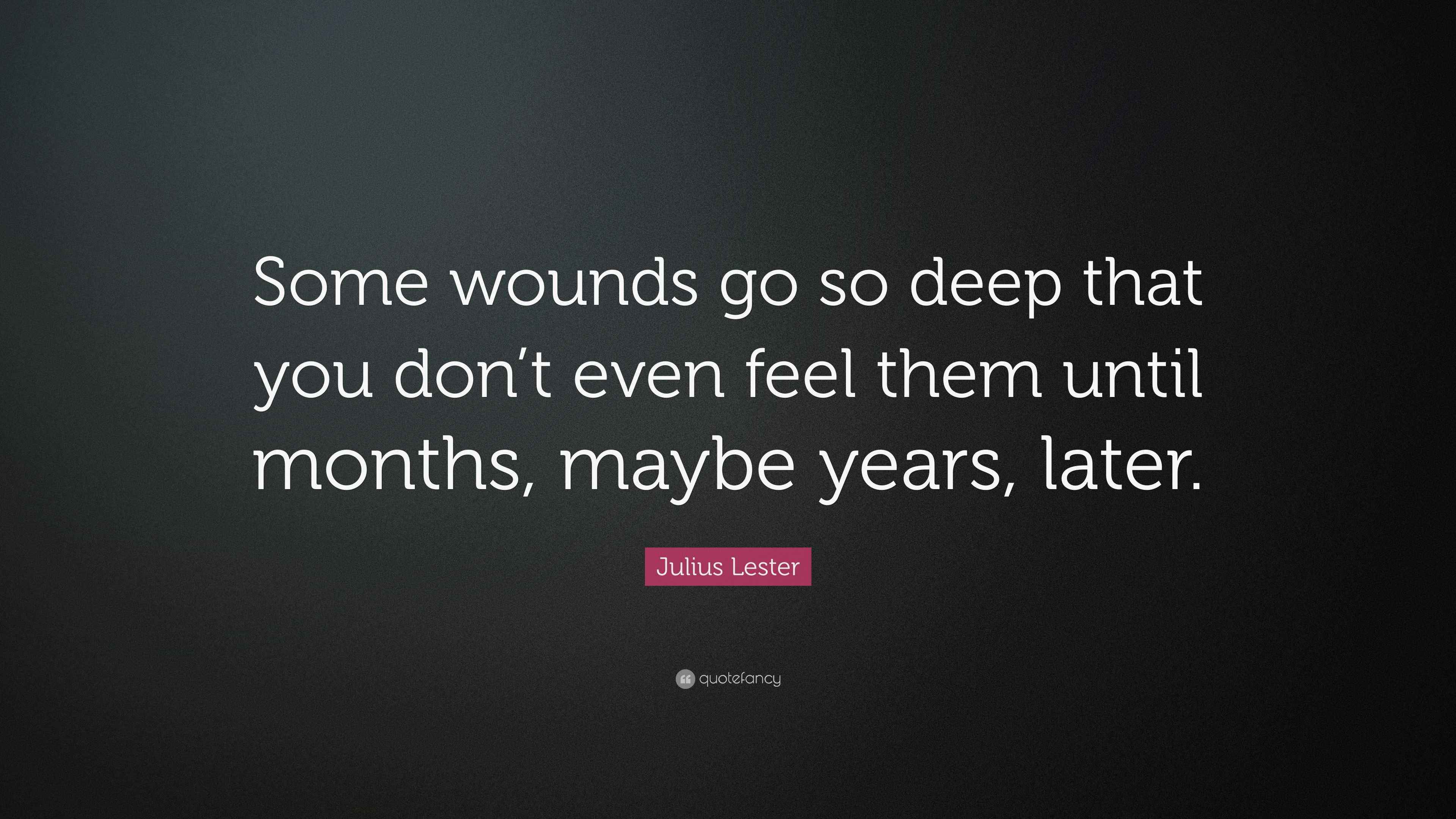 Julius Lester Quote: “Some wounds go so deep that you don’t even feel ...