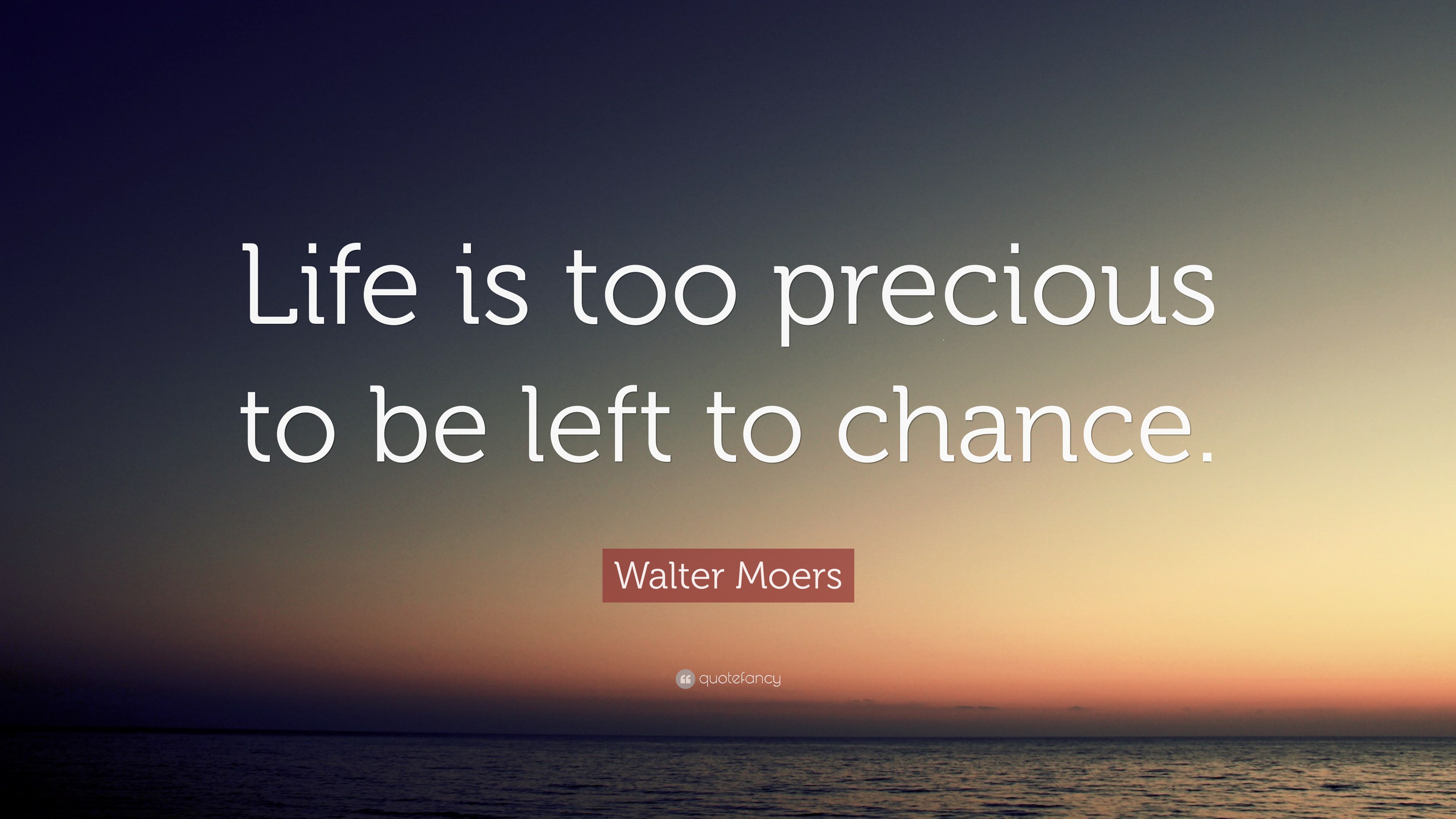 Walter Moers Quote: “Life is too precious to be left to chance.”