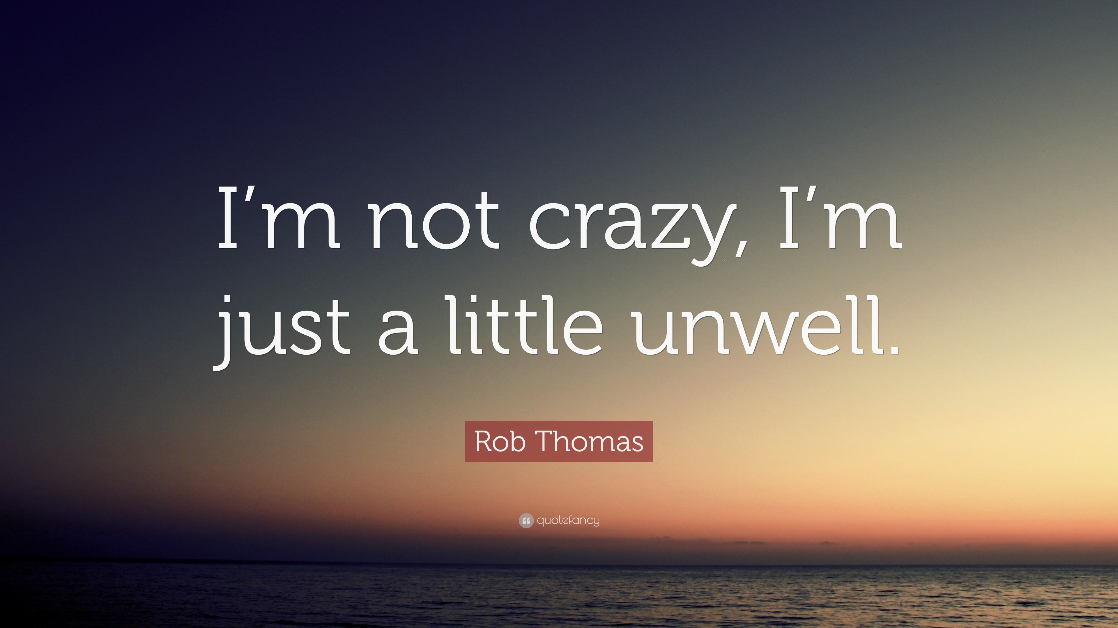 Rob Thomas Quote: “Im not crazy, Im just a little unwell.”