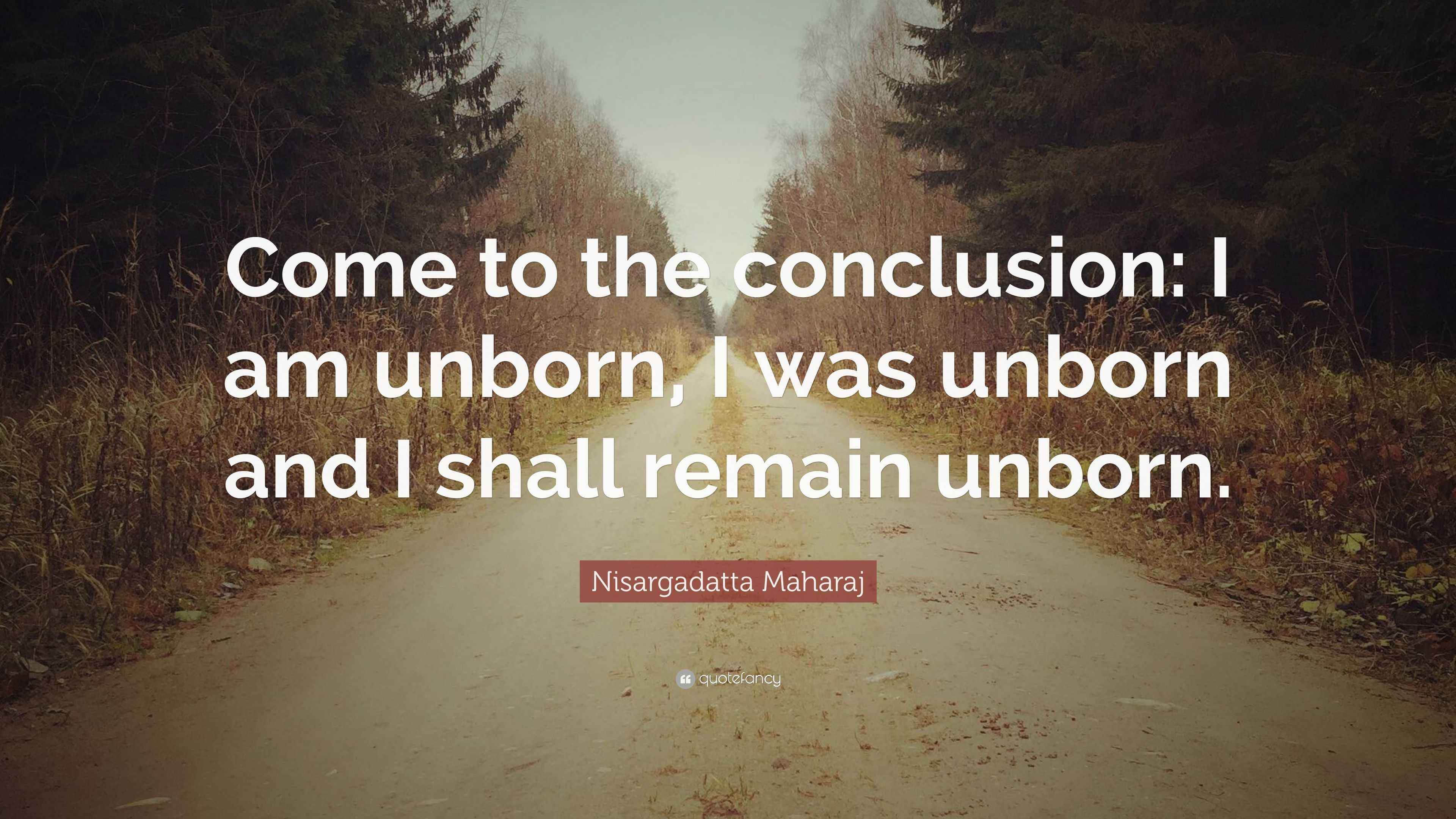 Nisargadatta Maharaj Quote: “Come to the conclusion: I am unborn, I was ...