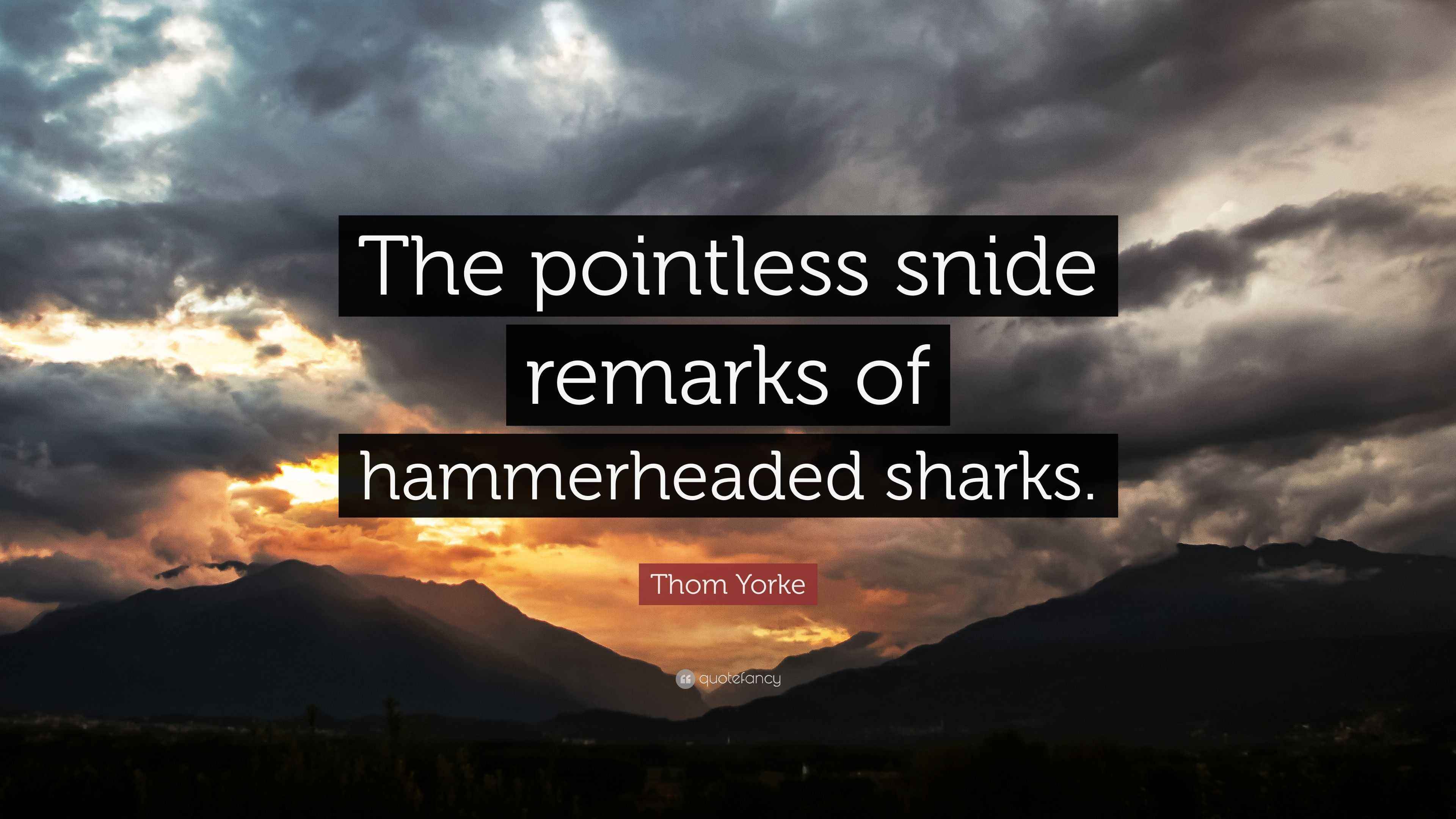 Thom Yorke Quote: “The pointless snide remarks of hammerheaded sharks.”