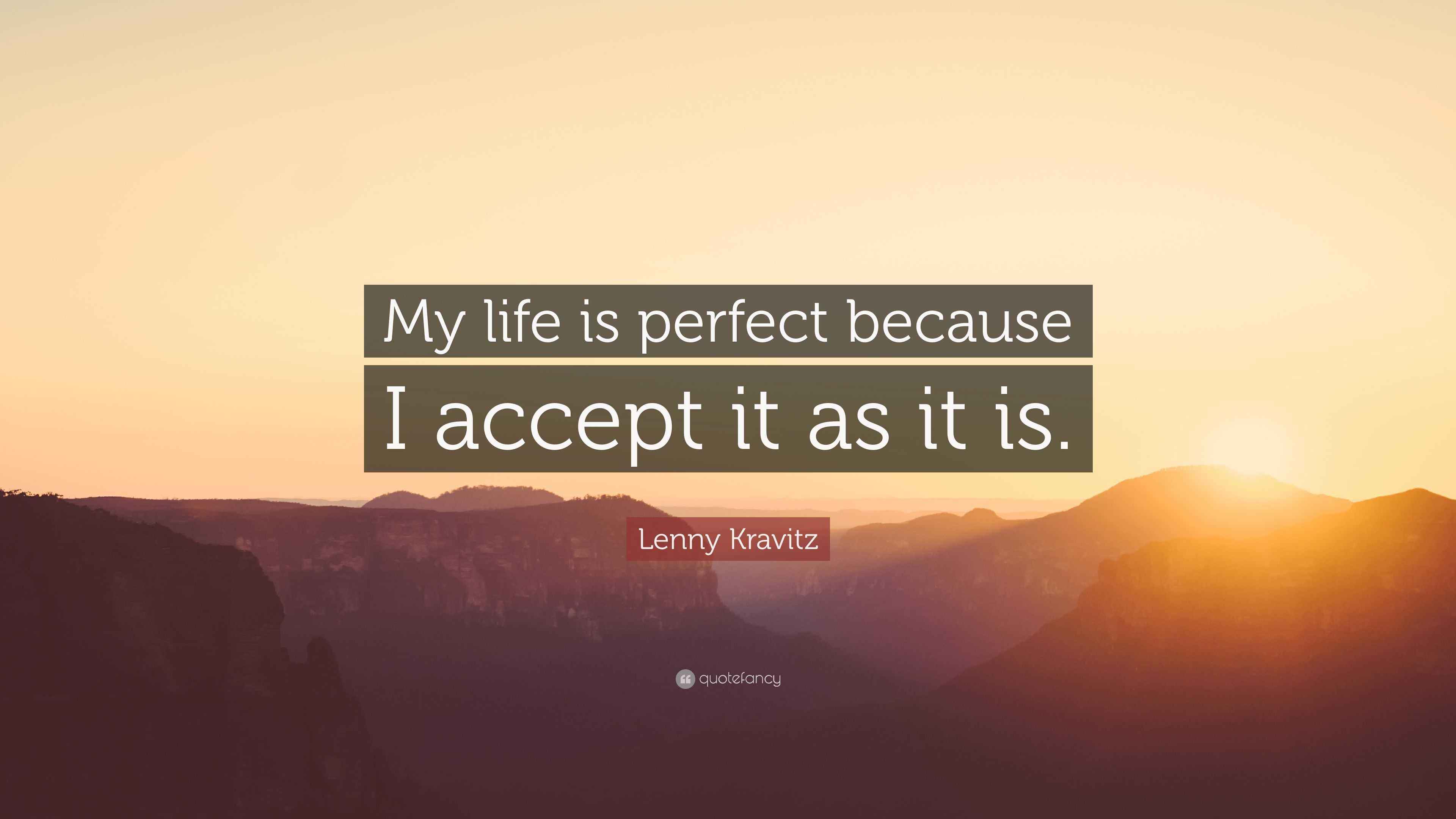 Lenny Kravitz Quote: “My life is perfect because I accept it as it is.”