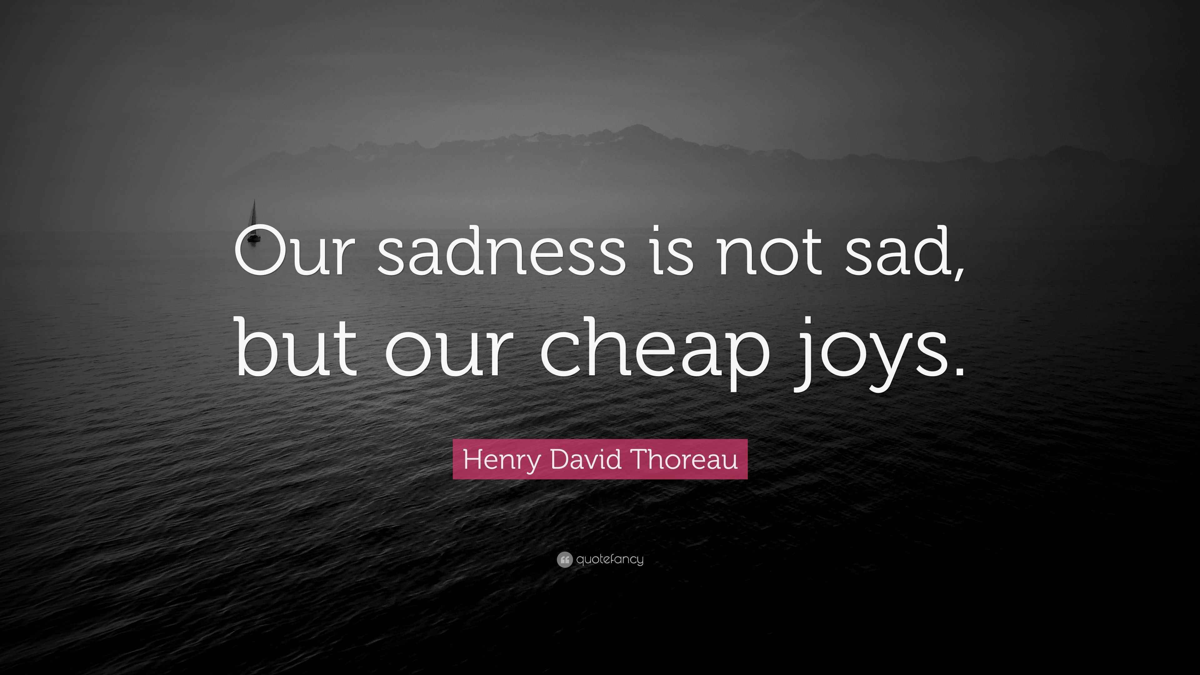 Henry David Thoreau Quote: “Our sadness is not sad, but our cheap joys.”