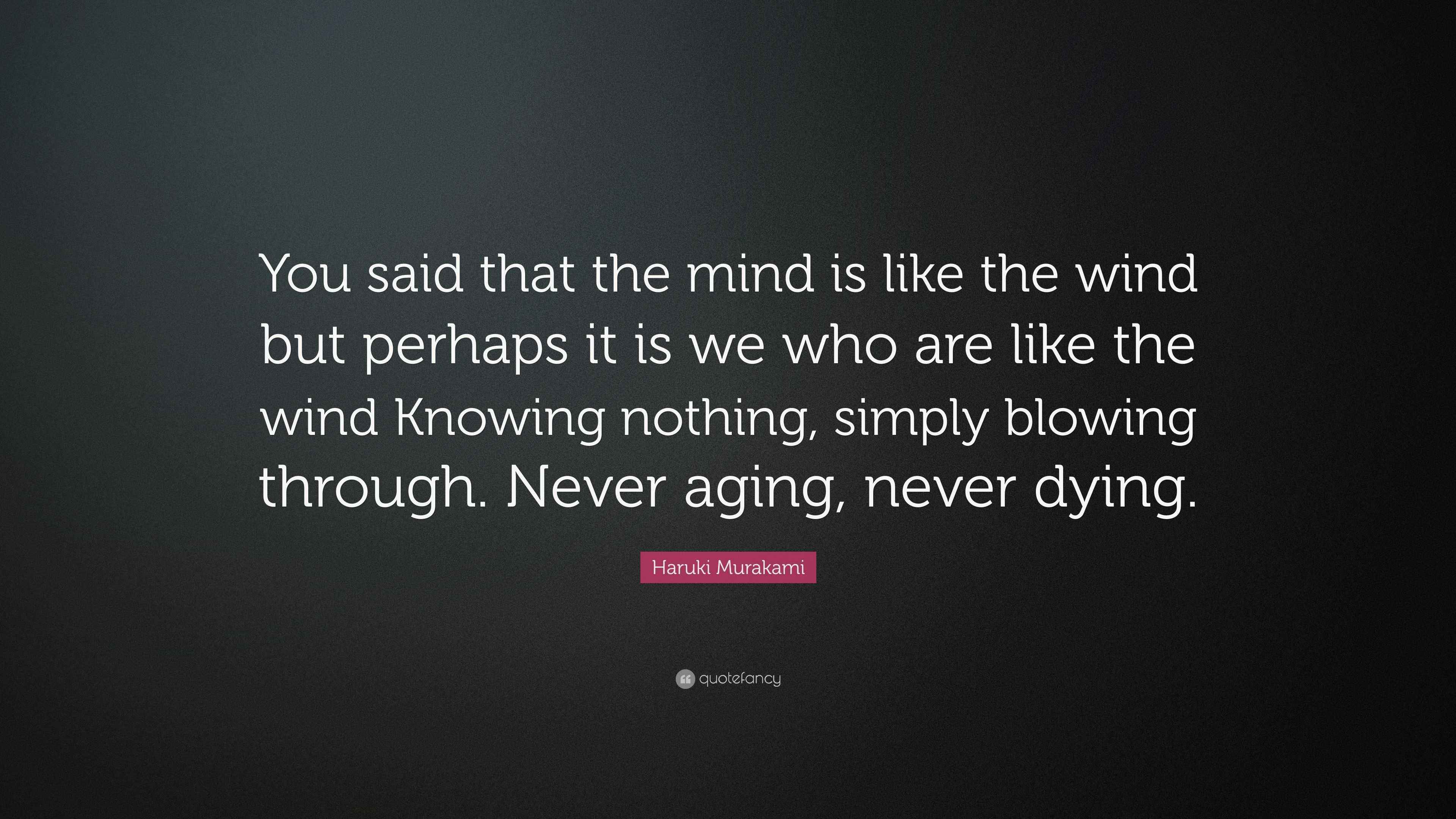 Haruki Murakami Quote: “You said that the mind is like the wind but ...