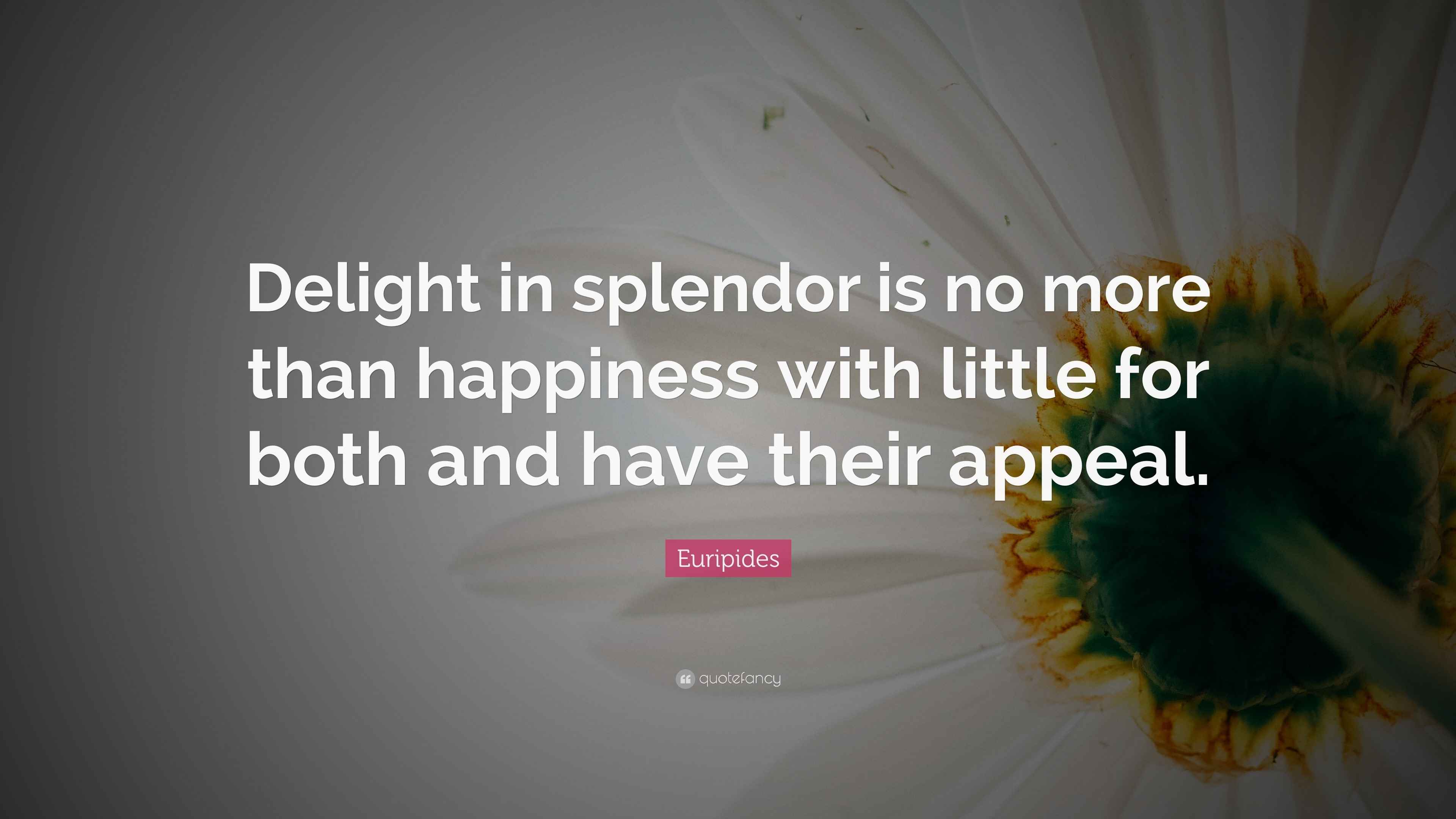 Euripides Quote: “Delight in splendor is no more than happiness with ...
