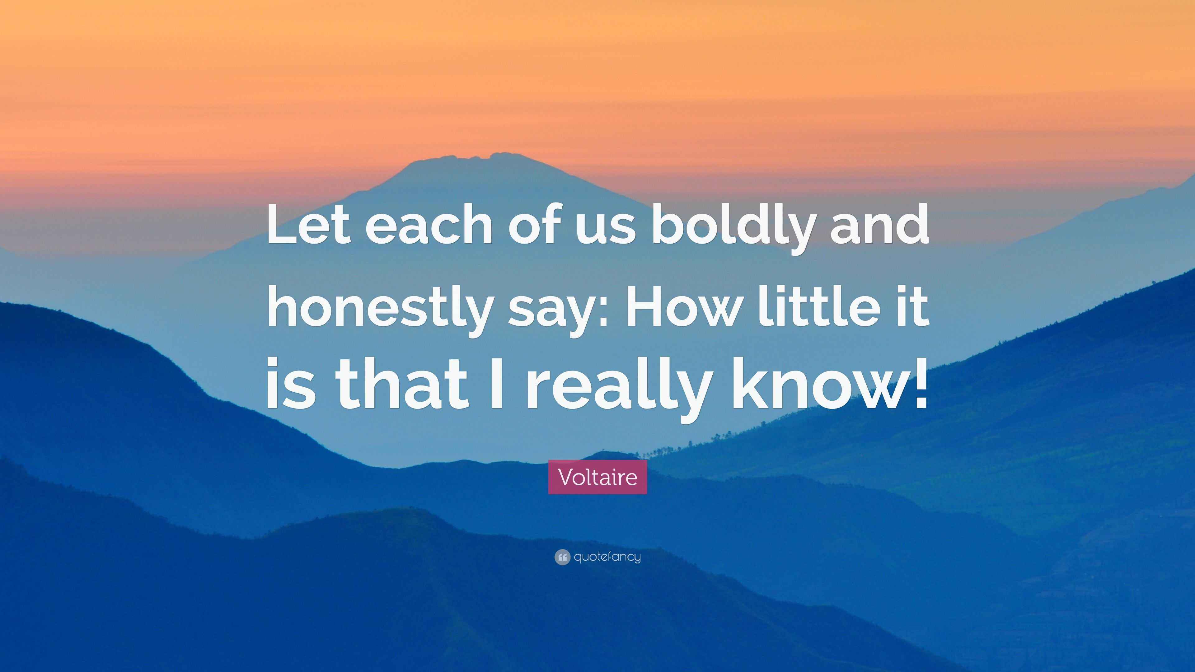 Voltaire Quote: “Let each of us boldly and honestly say: How little it ...