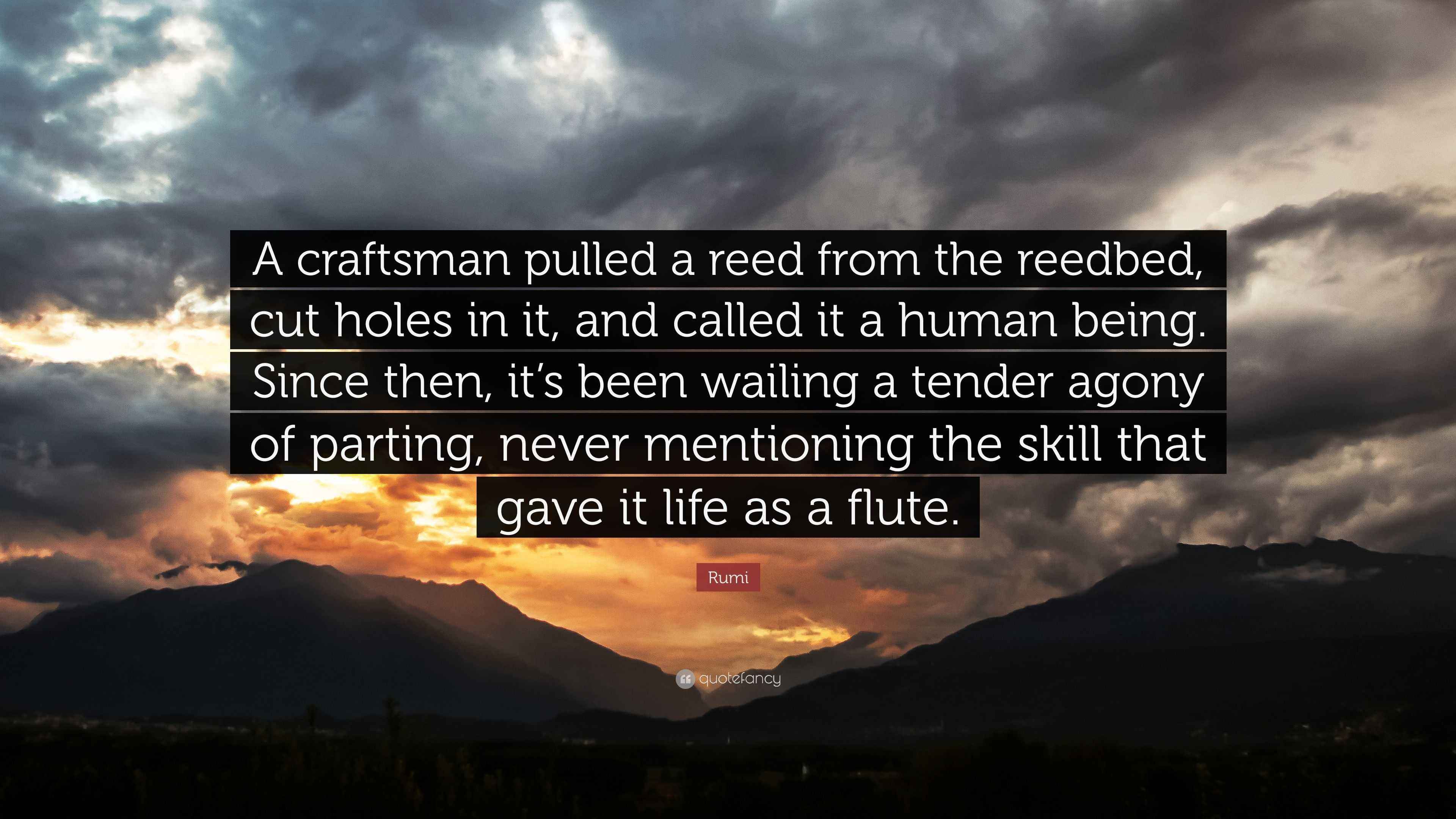 Rumi Quote: “A craftsman pulled a reed from the reedbed, cut holes in ...