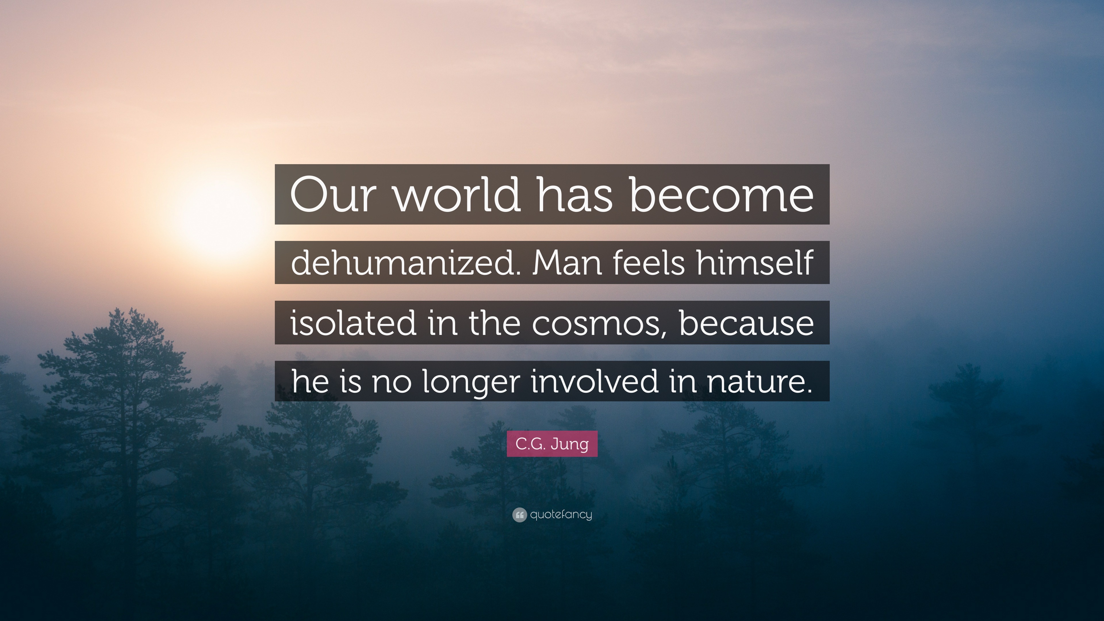 C.G. Jung Quote: “Our world has become dehumanized. Man feels himself ...
