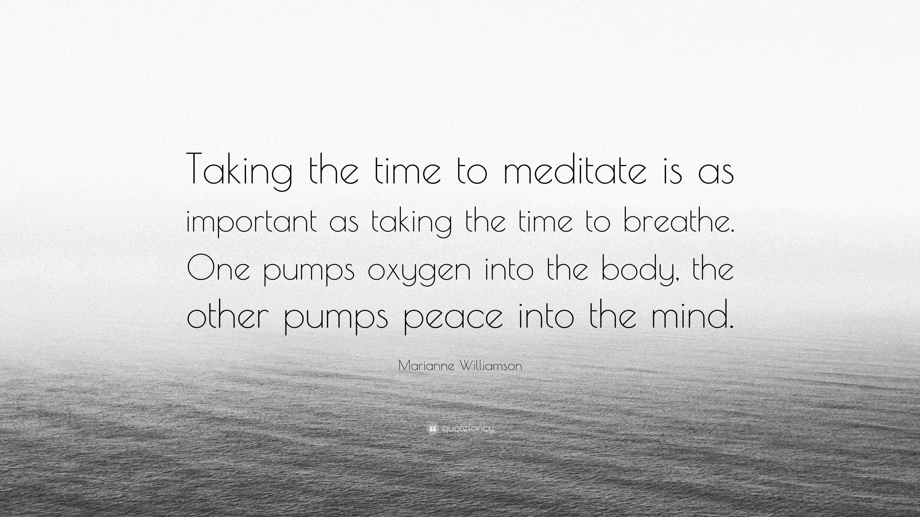 Marianne Williamson Quote: “Taking the time to meditate is as important ...
