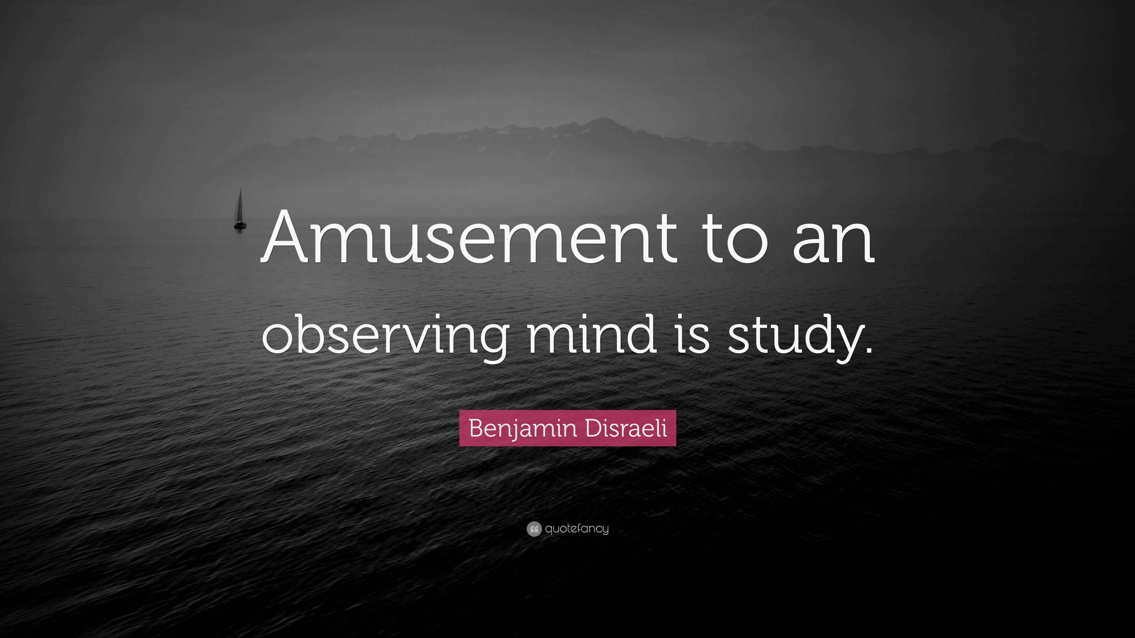 Benjamin Disraeli Quote: “Amusement to an observing mind is study.”