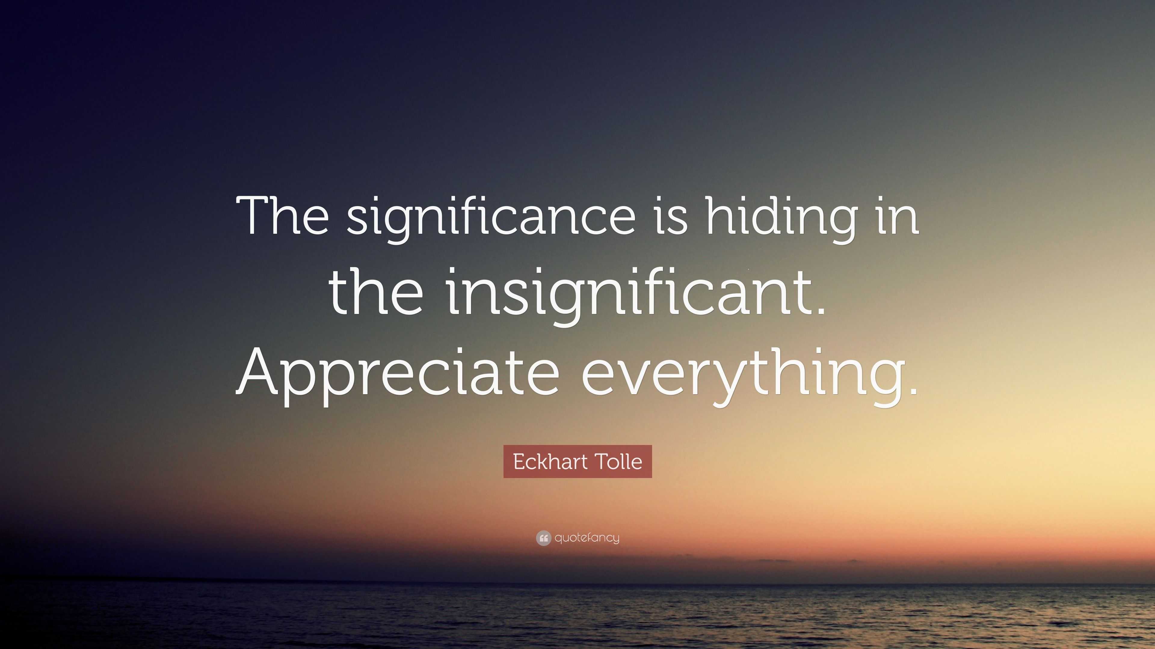 Eckhart Tolle Quote: “The significance is hiding in the insignificant ...