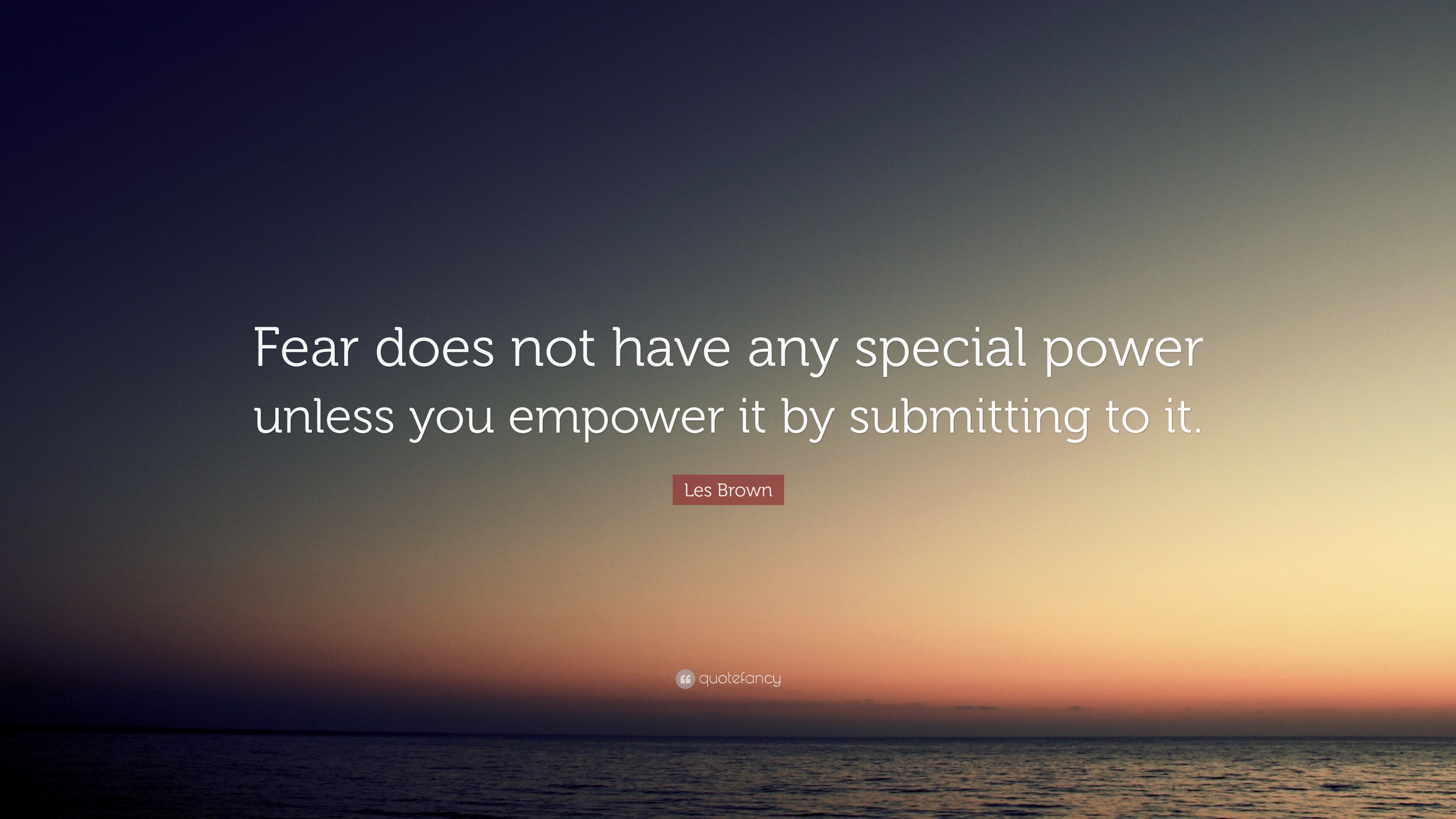 Les Brown Quote: “Fear does not have any special power unless you ...