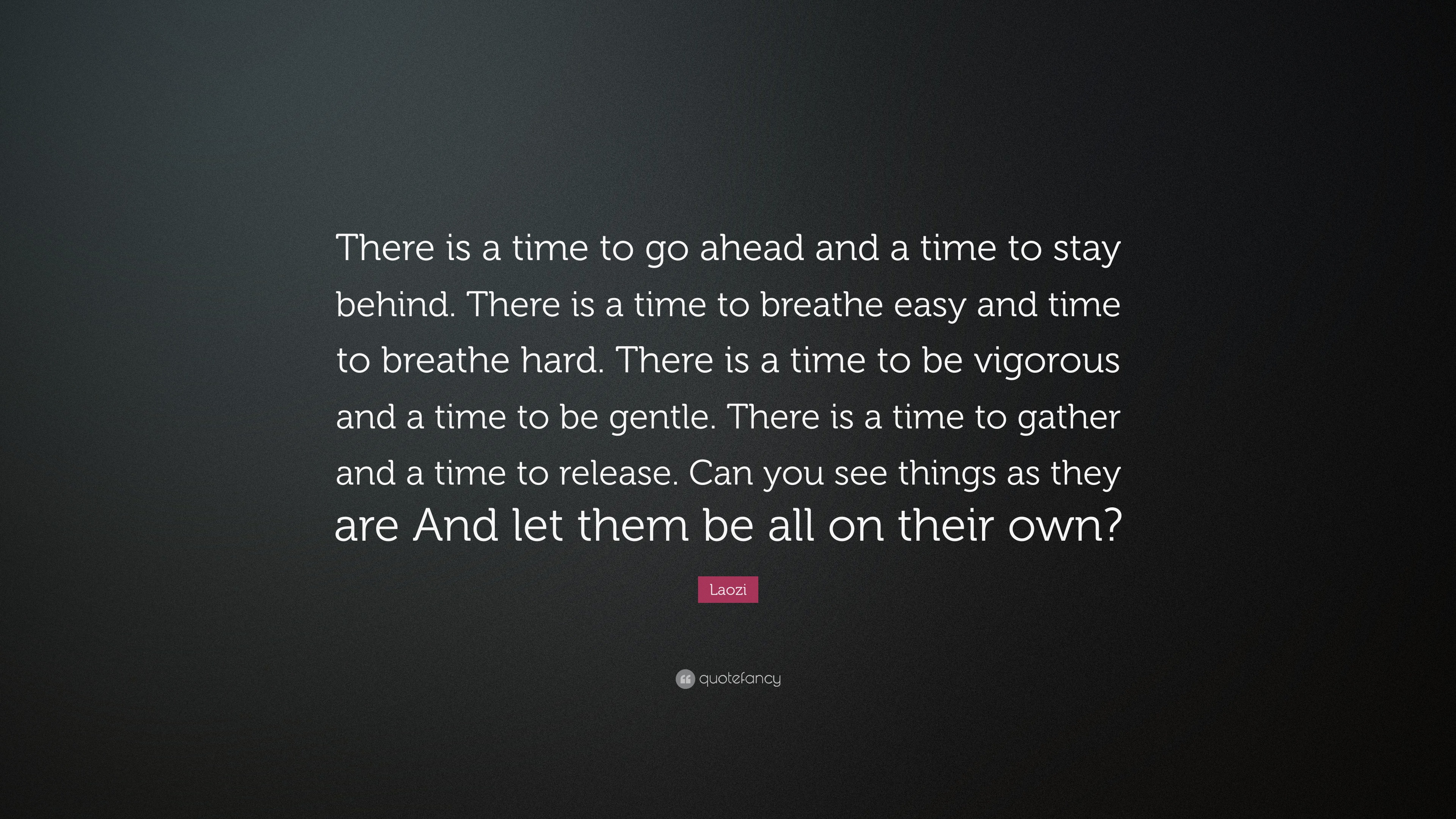 Laozi Quote: “There is a time to go ahead and a time to stay behind ...