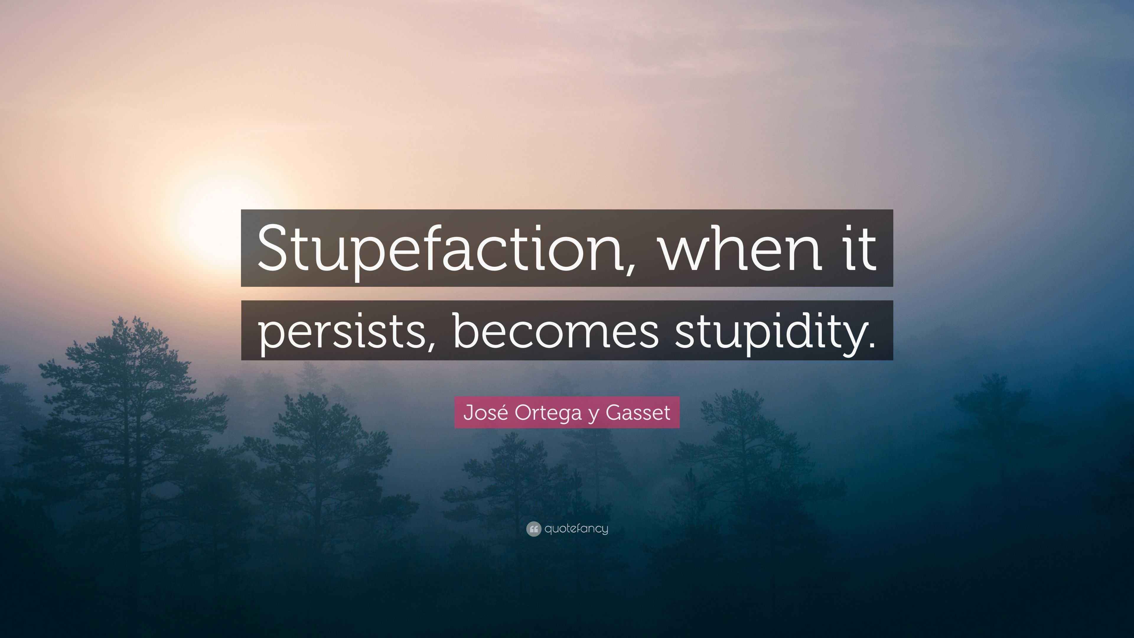 José Ortega y Gasset Quote: “Stupefaction, when it persists, becomes ...
