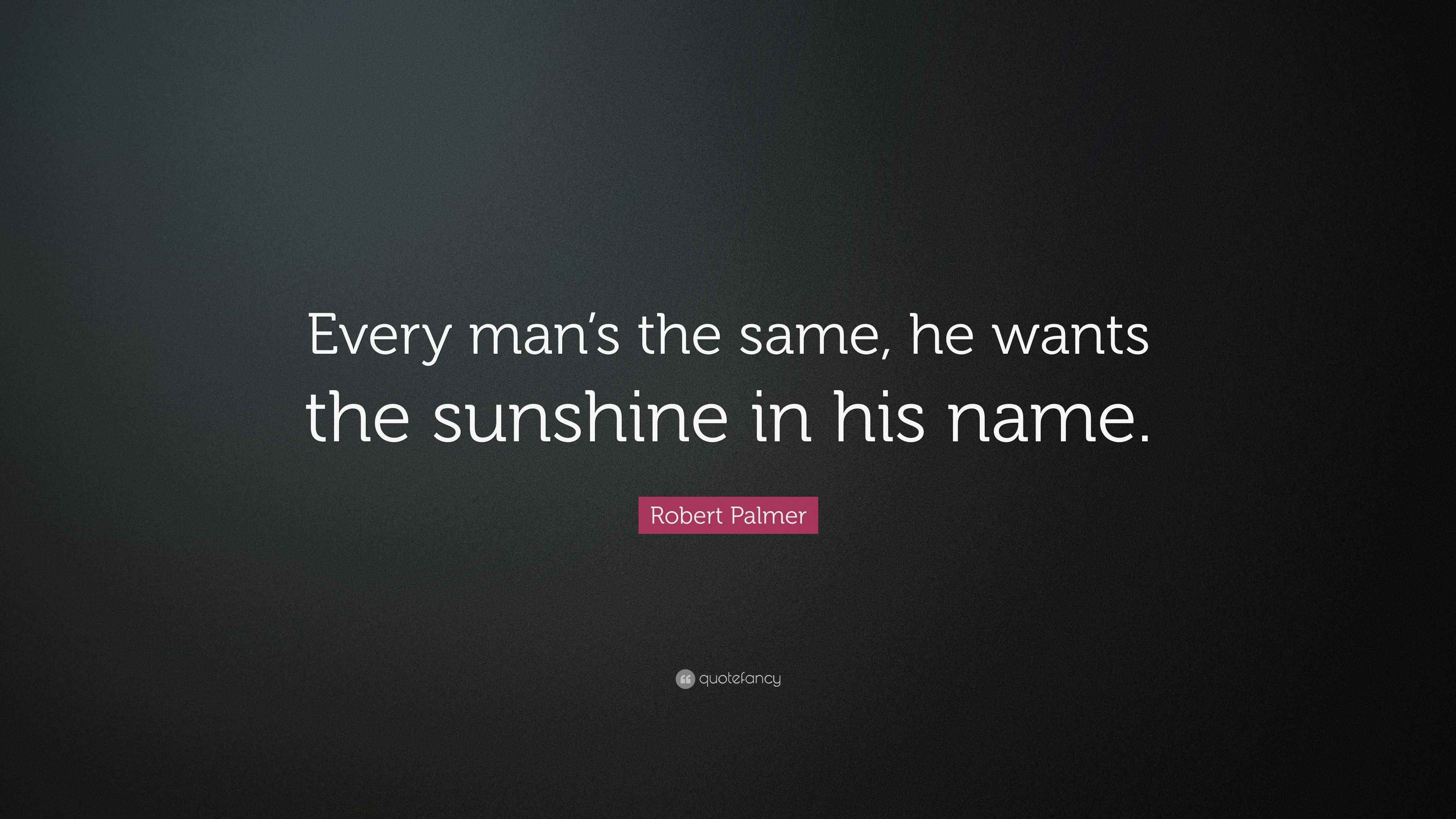 Robert Palmer Quote: “Every man’s the same, he wants the sunshine in ...