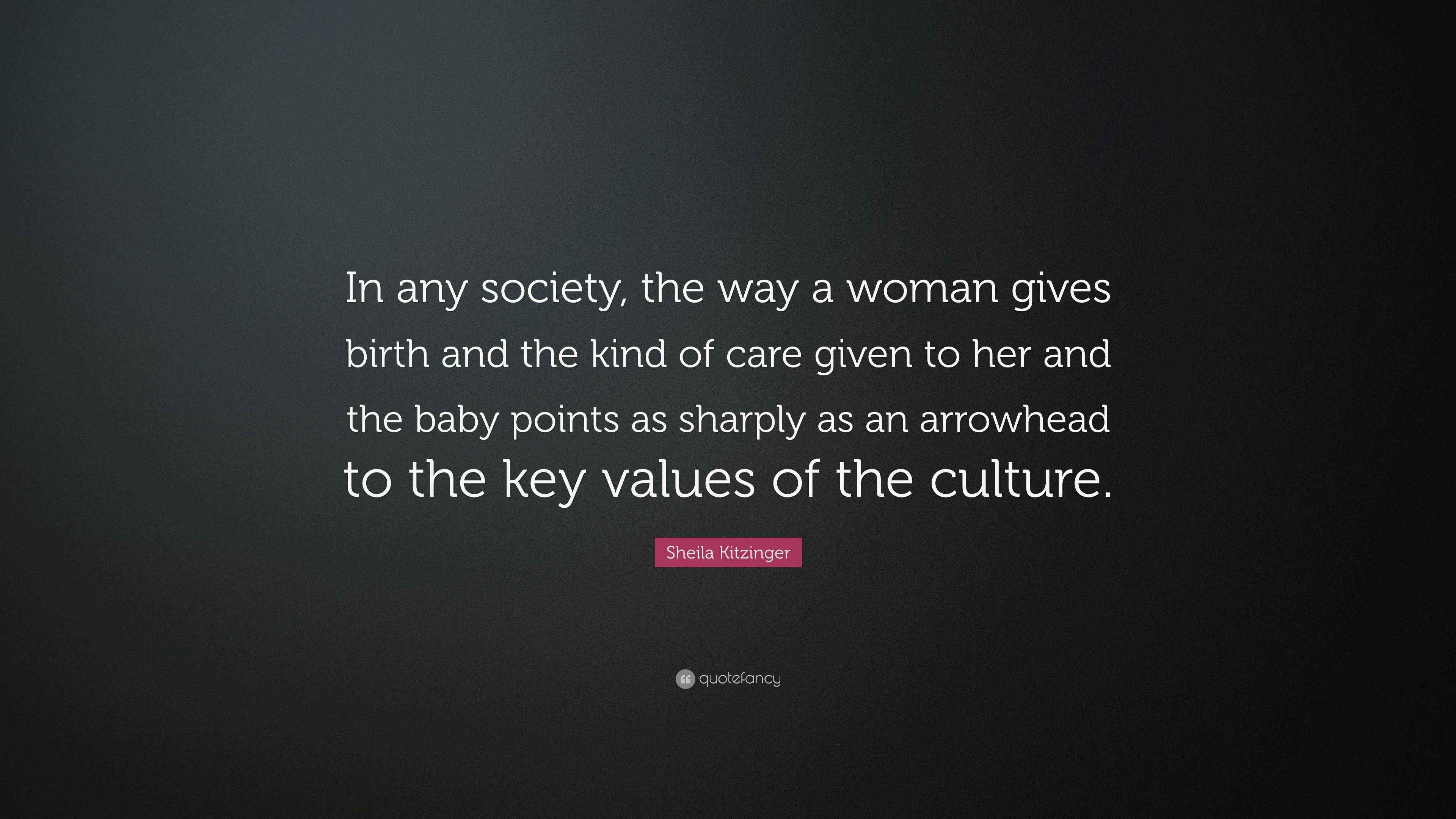 Sheila Kitzinger Quote: “In any society, the way a woman gives birth ...