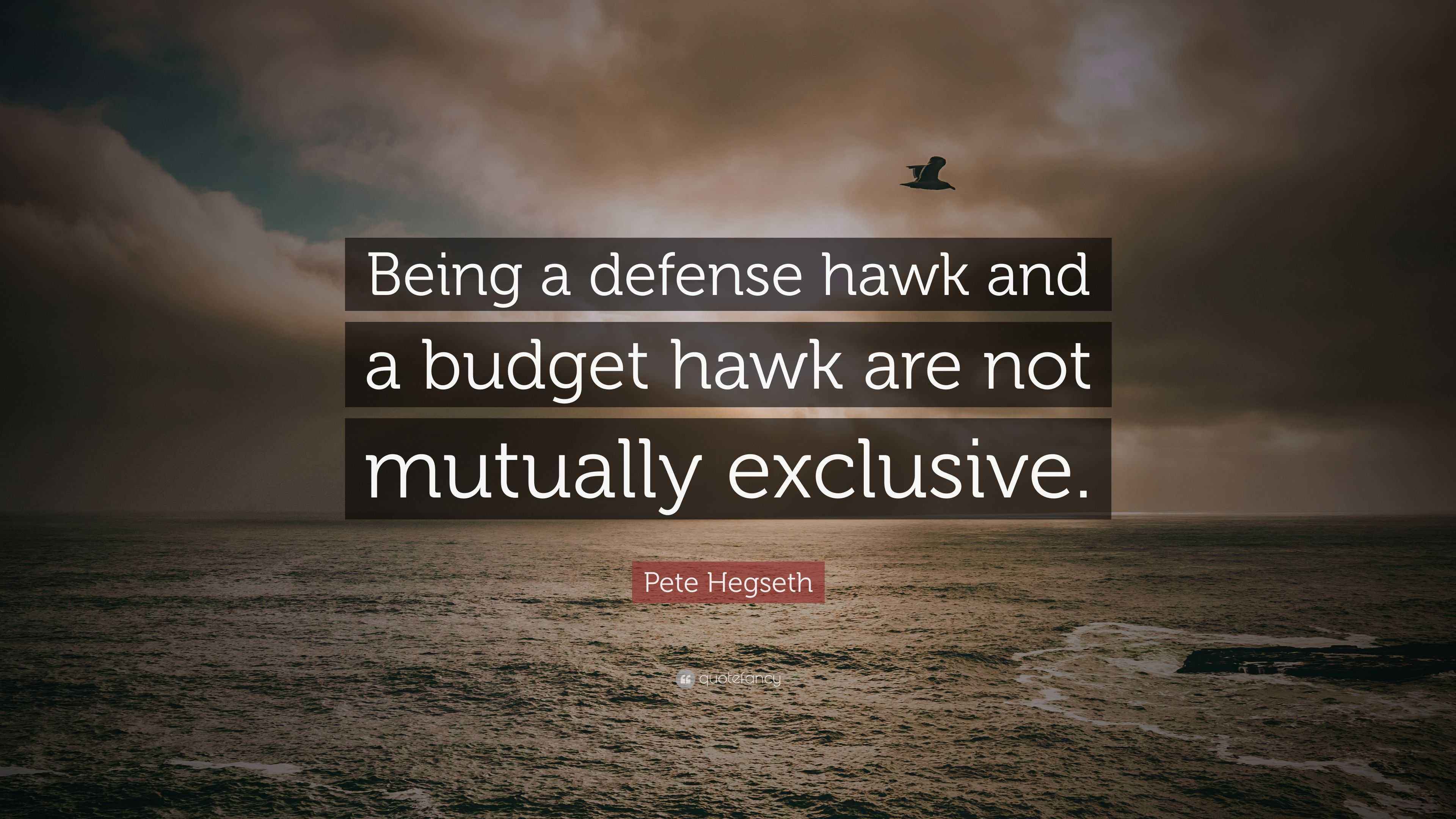 Pete Hegseth Quote: “Being a defense hawk and a budget hawk are not ...
