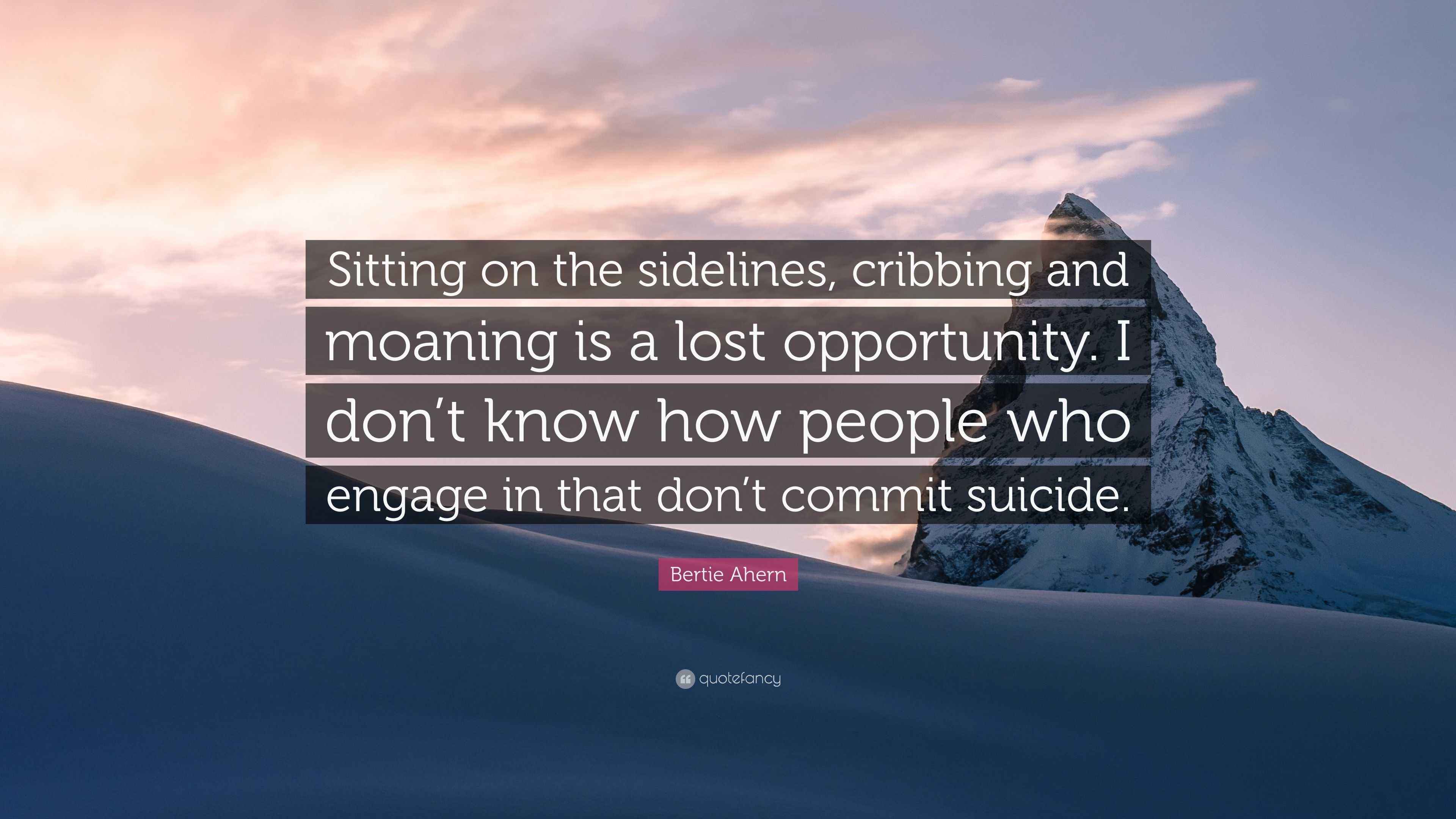Bertie Ahern Quote: “Sitting on the sidelines, cribbing and moaning is ...