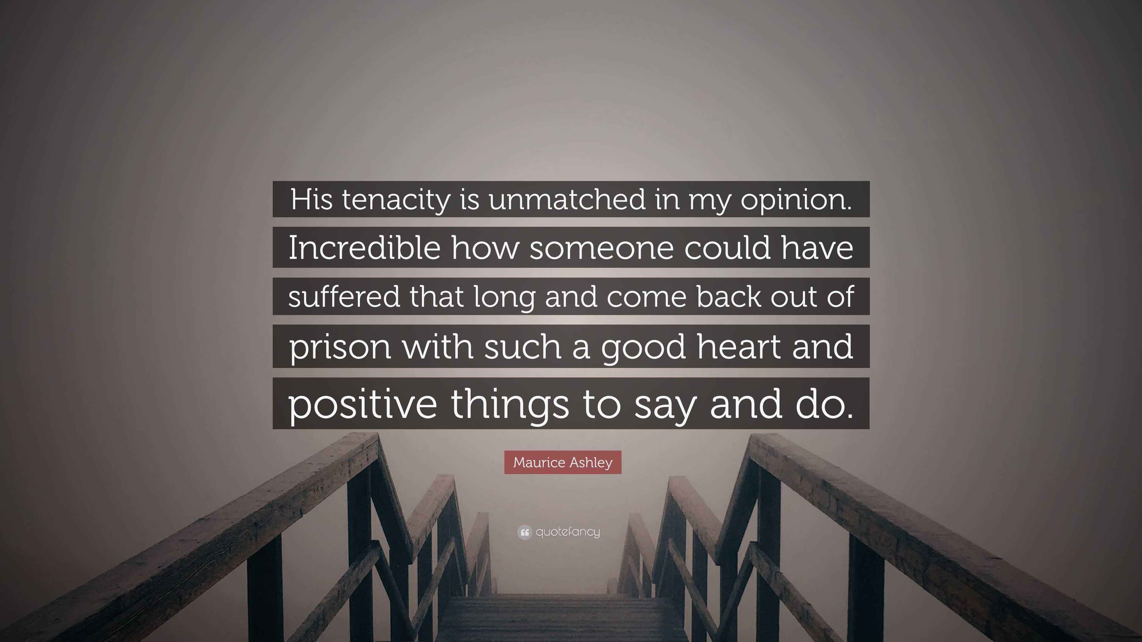 Maurice Ashley Quote: “His tenacity is unmatched in my opinion ...