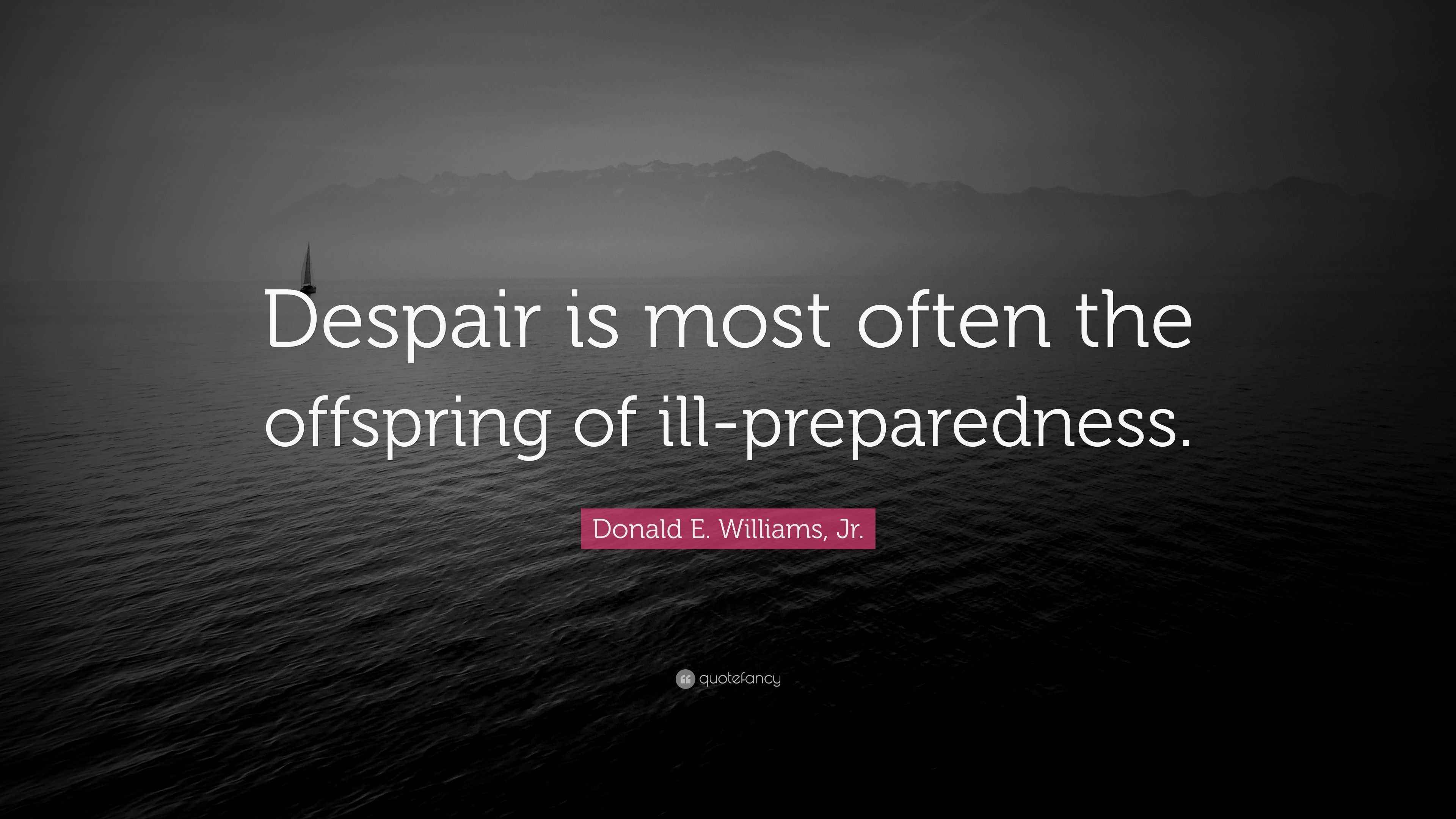 Donald E. Williams, Jr. Quote: “Despair is most often the offspring of ...