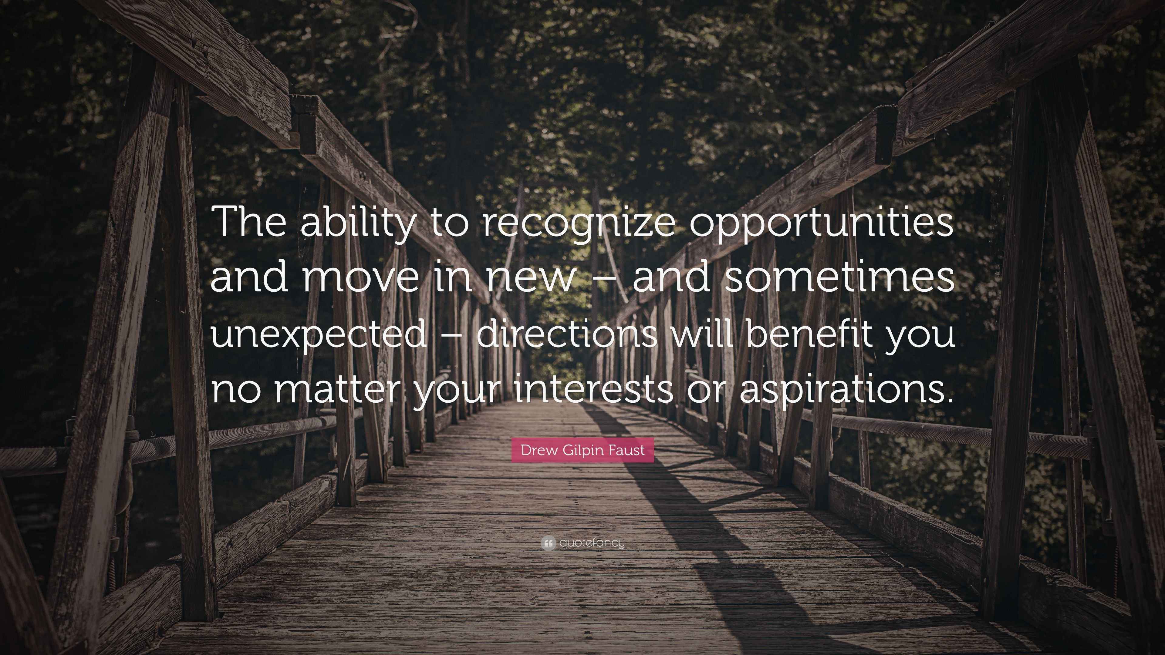 Drew Gilpin Faust Quote: “The ability to recognize opportunities and ...