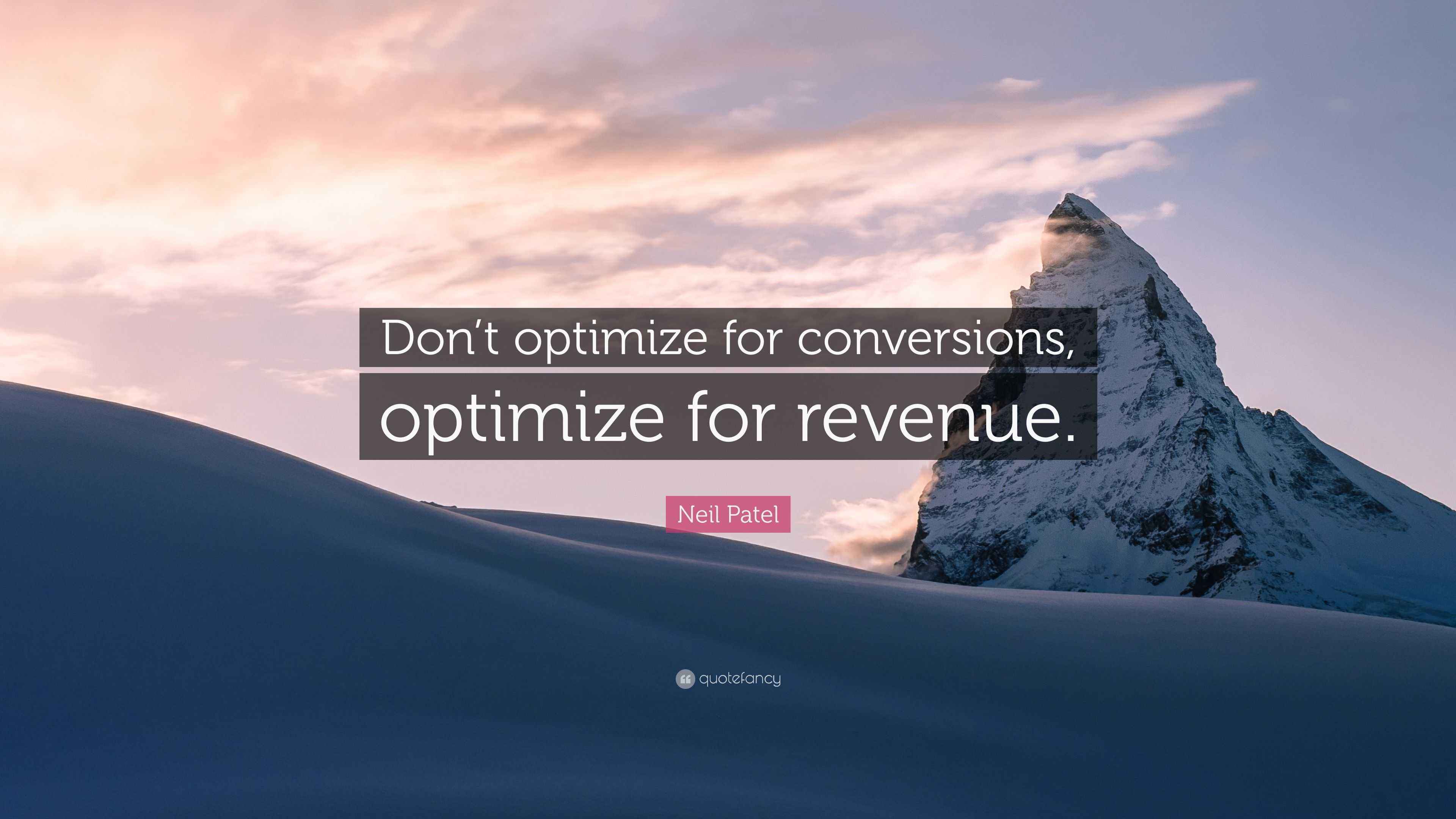 Neil Patel Quote: “Don’t optimize for conversions, optimize for revenue.”