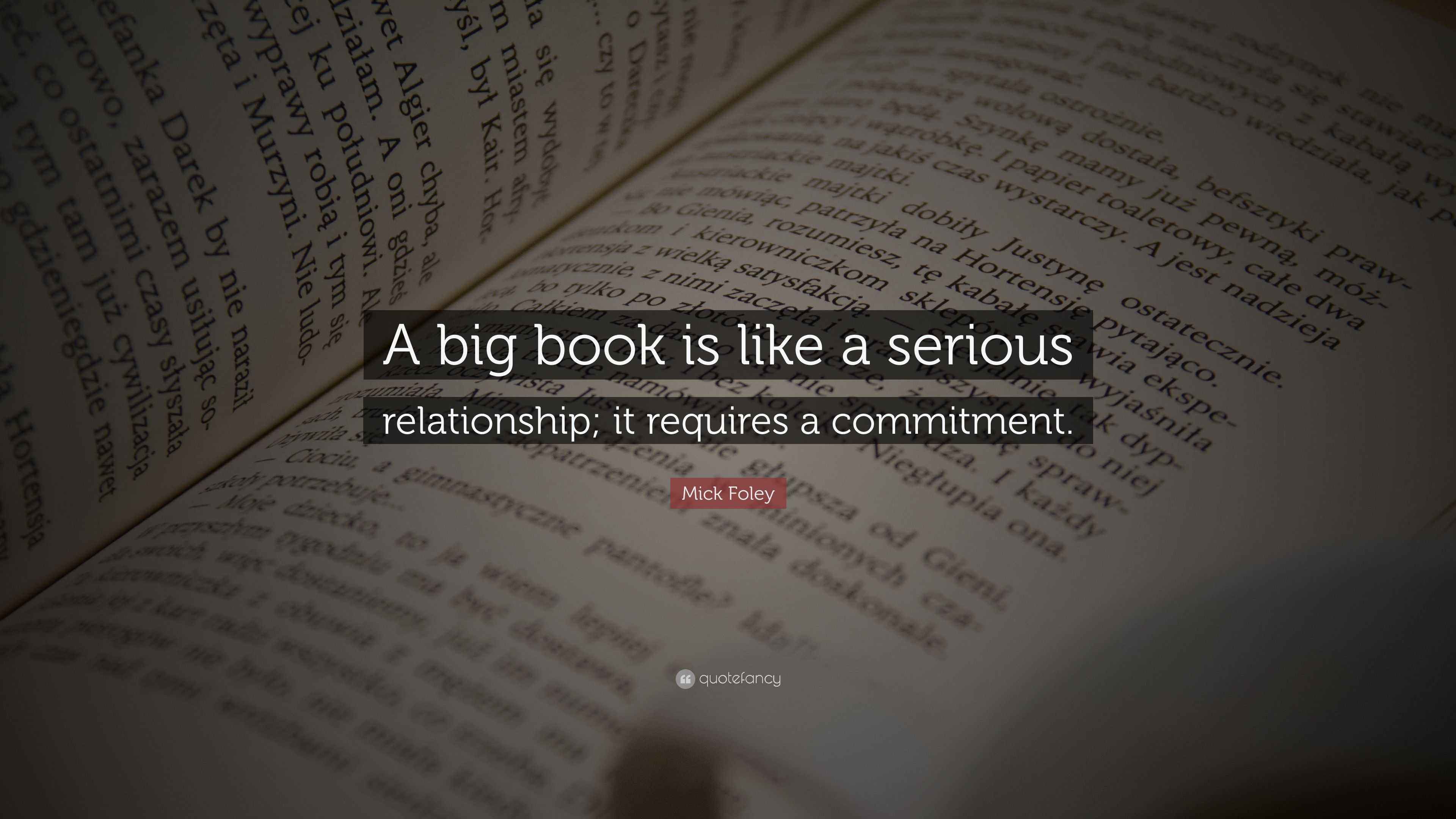Mick Foley Quote: “A big book is like a serious relationship; it ...