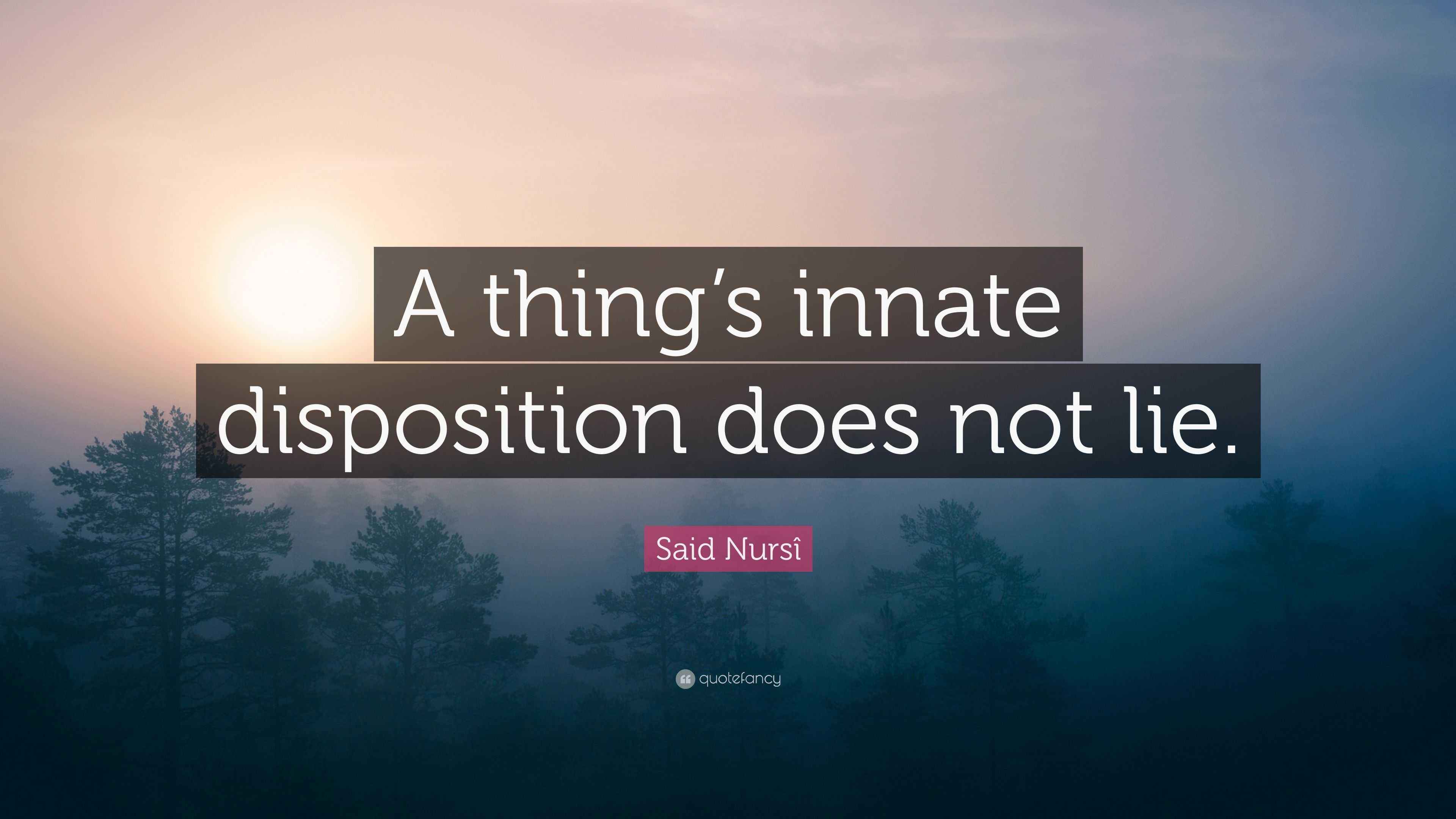 Said Nursî Quote: “A thing’s innate disposition does not lie.”