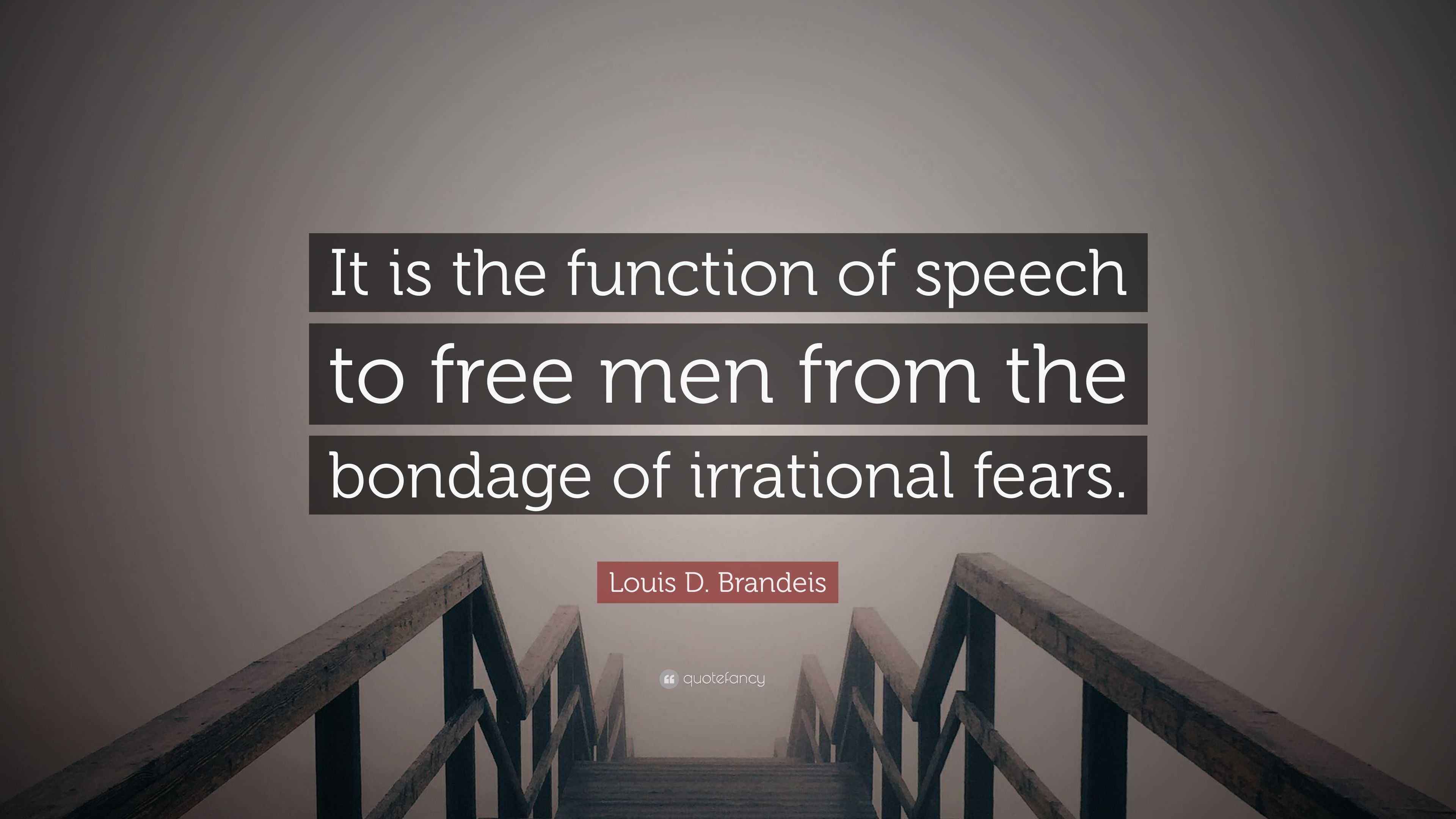 Louis D. Brandeis Quote: “It is the function of speech to free men from ...