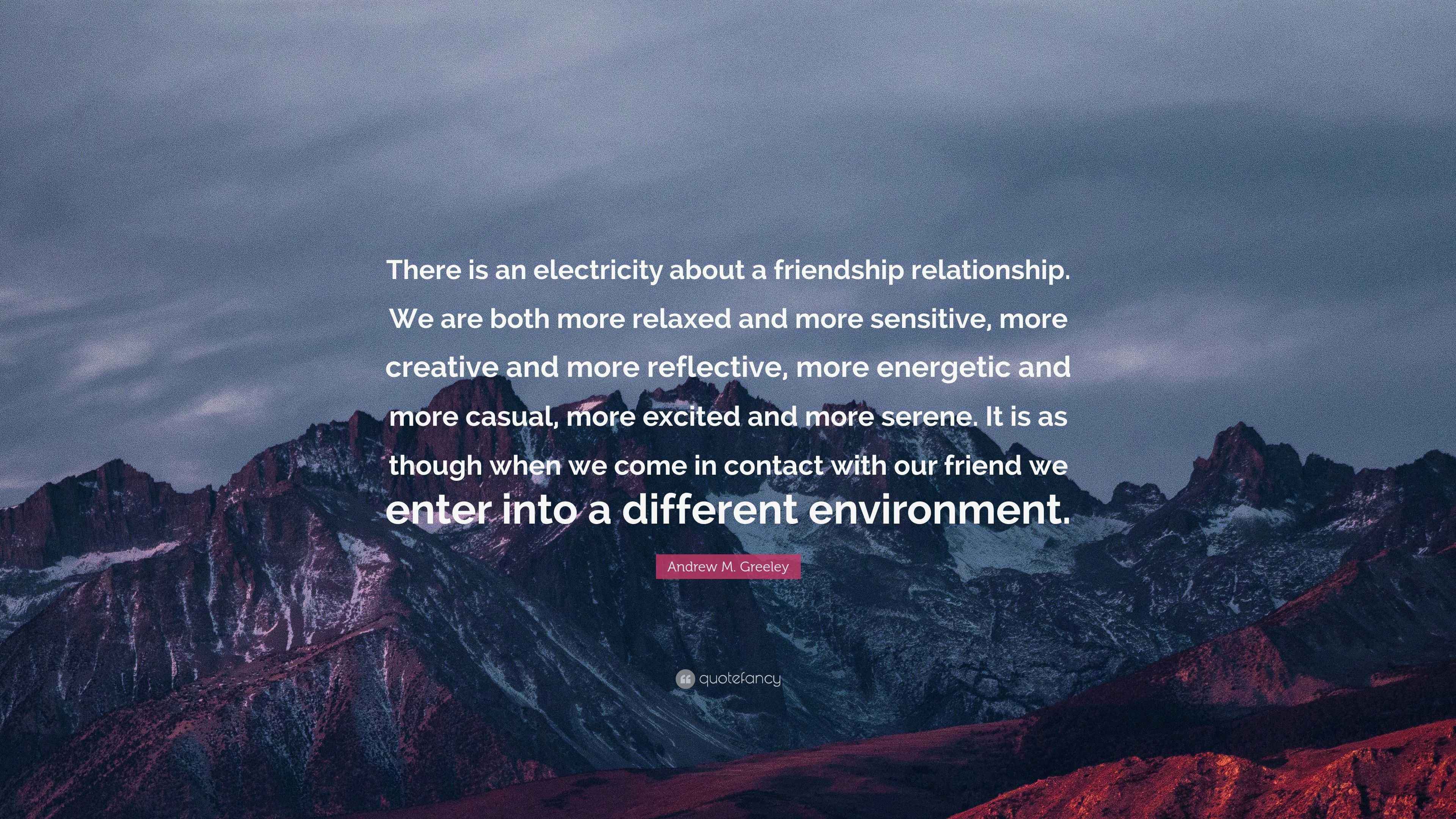 Andrew M. Greeley Quote: “There is an electricity about a friendship ...