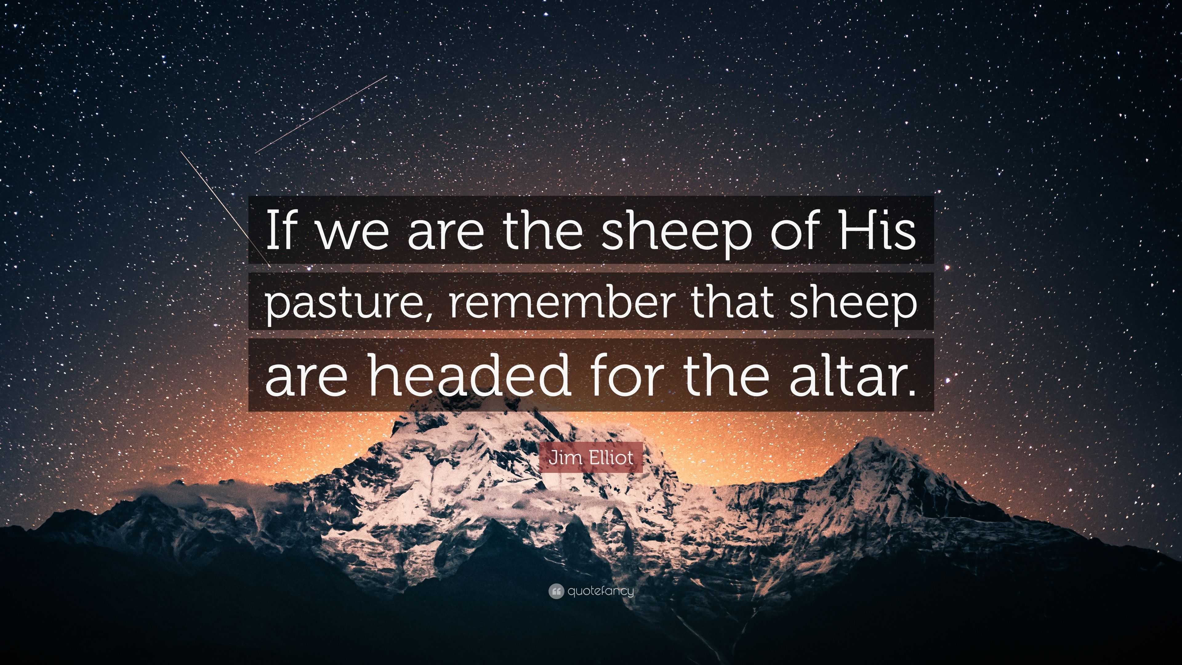 Jim Elliot Quote: “If we are the sheep of His pasture, remember that ...