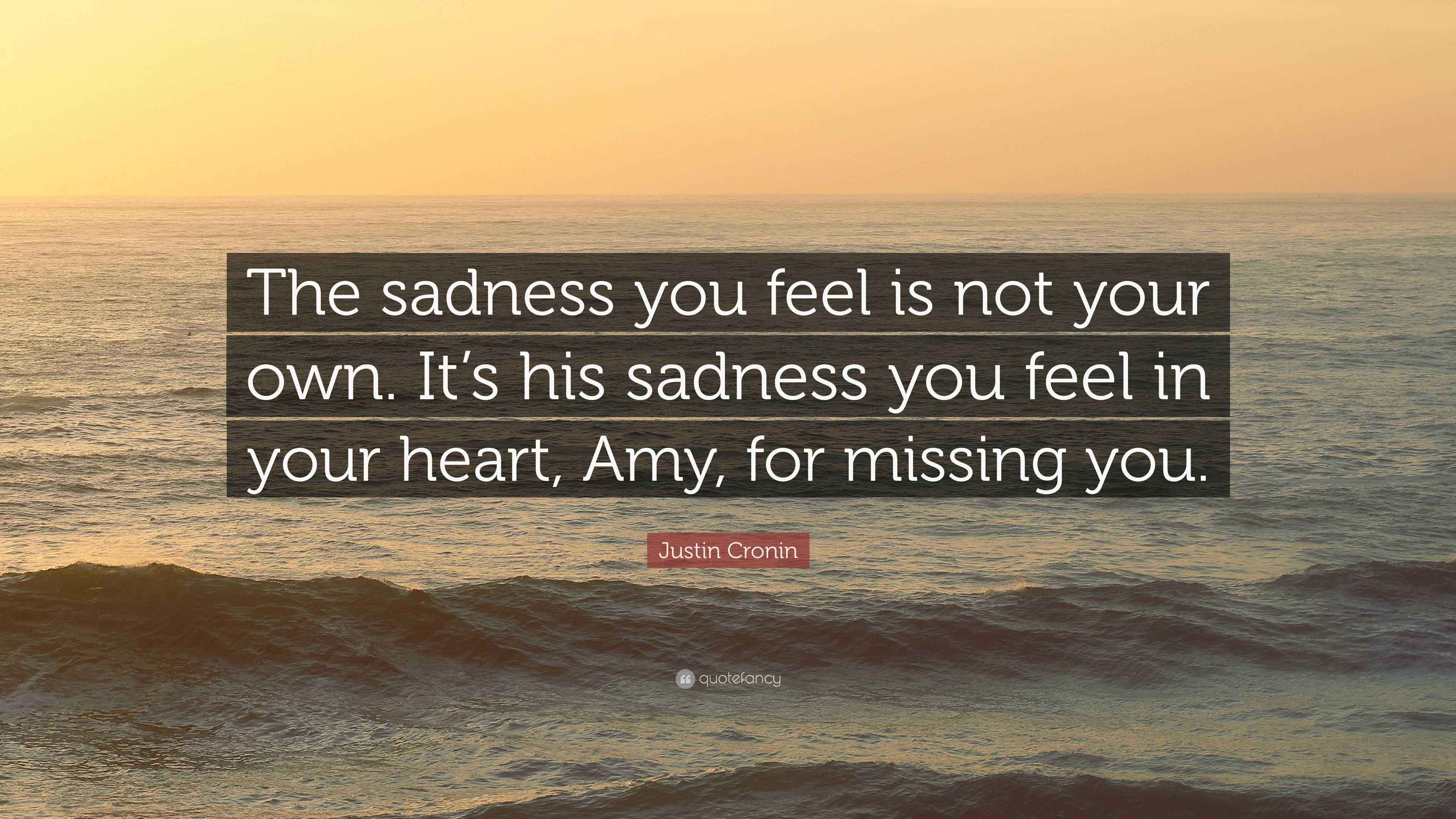 Justin Cronin Quote: “The sadness you feel is not your own. It’s his ...