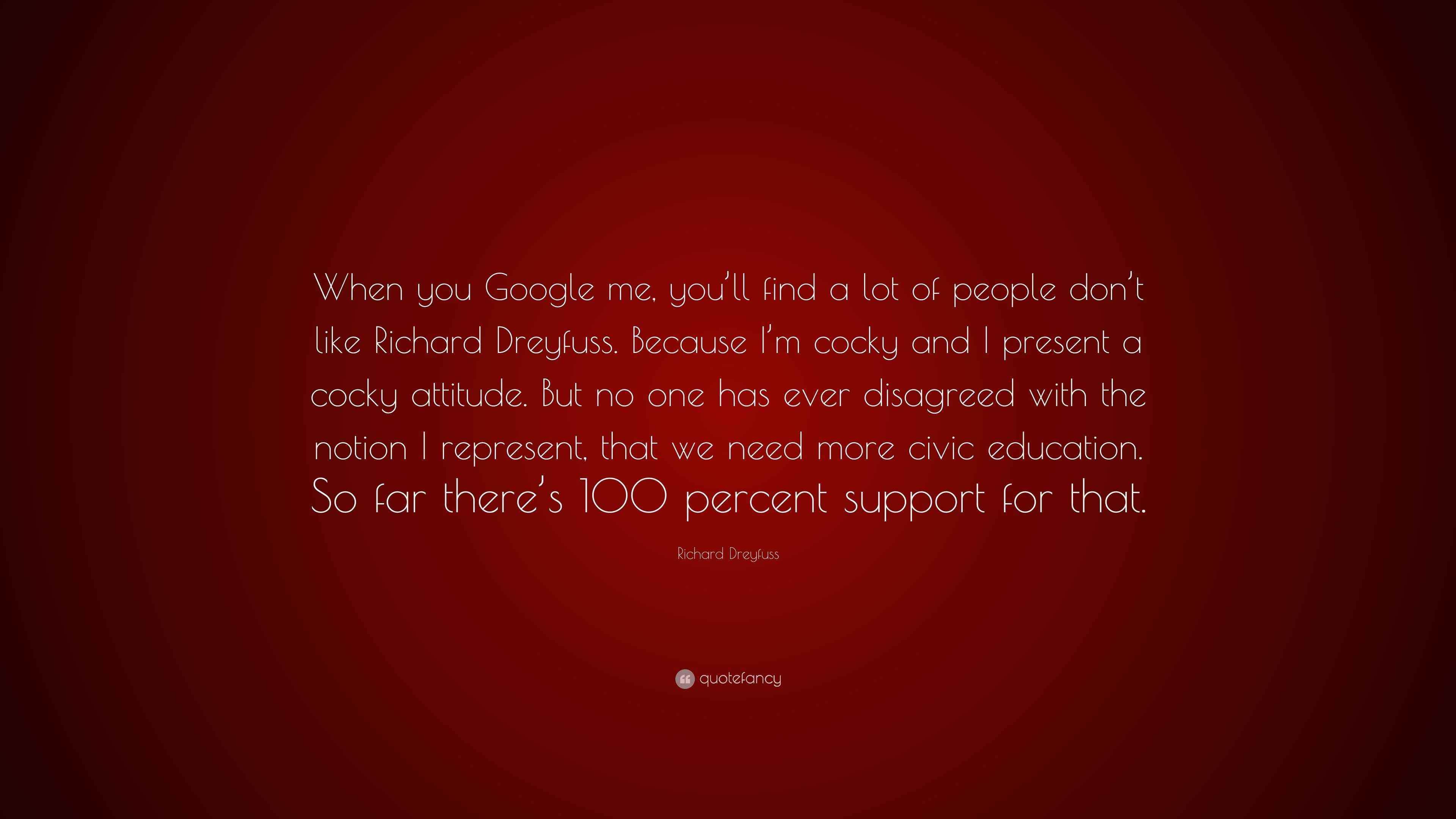 Richard Dreyfuss Quote: “When you Google me, you’ll find a lot of ...