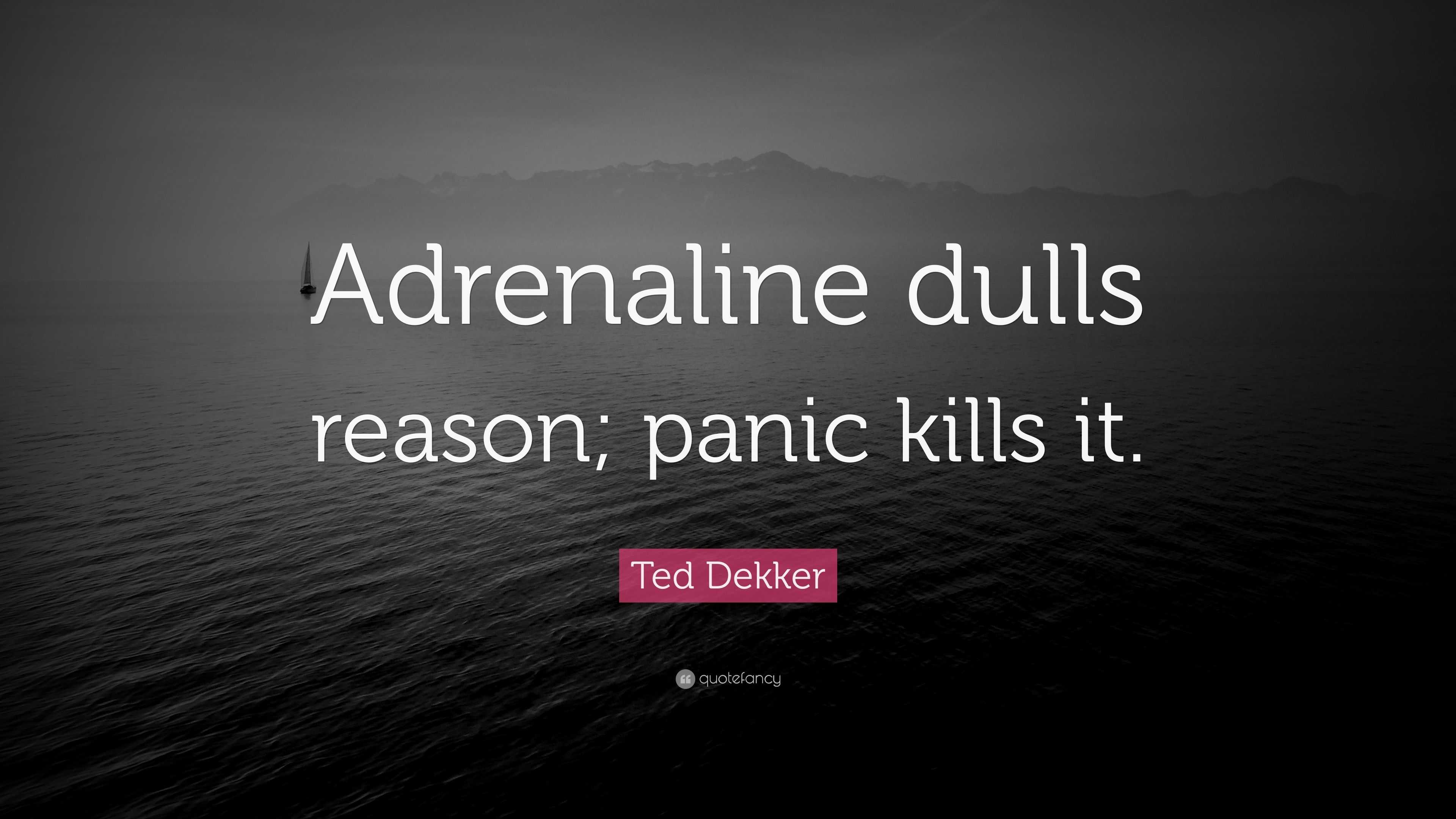 Ted Dekker Quote: “Adrenaline dulls reason; panic kills it.”