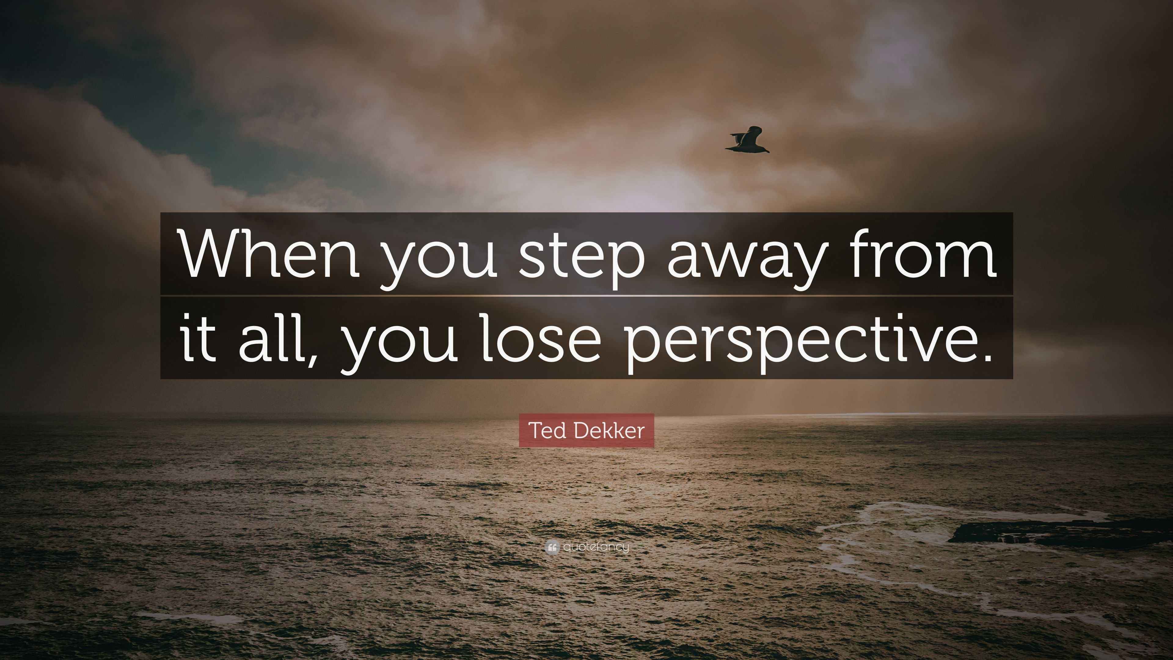 Ted Dekker Quote: “When you step away from it all, you lose perspective.”