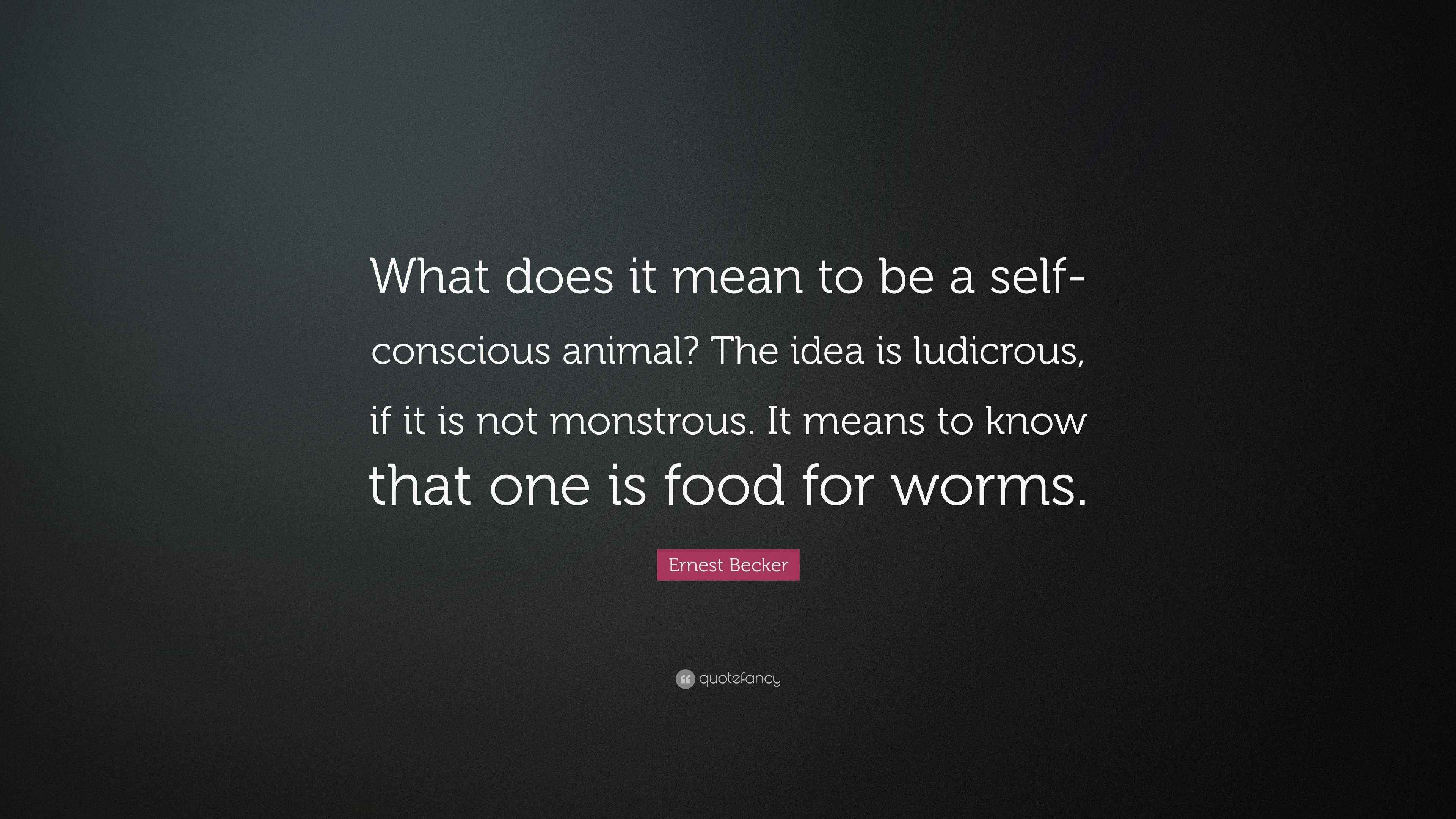 Ernest Becker Quote: “What does it mean to be a self-conscious animal ...