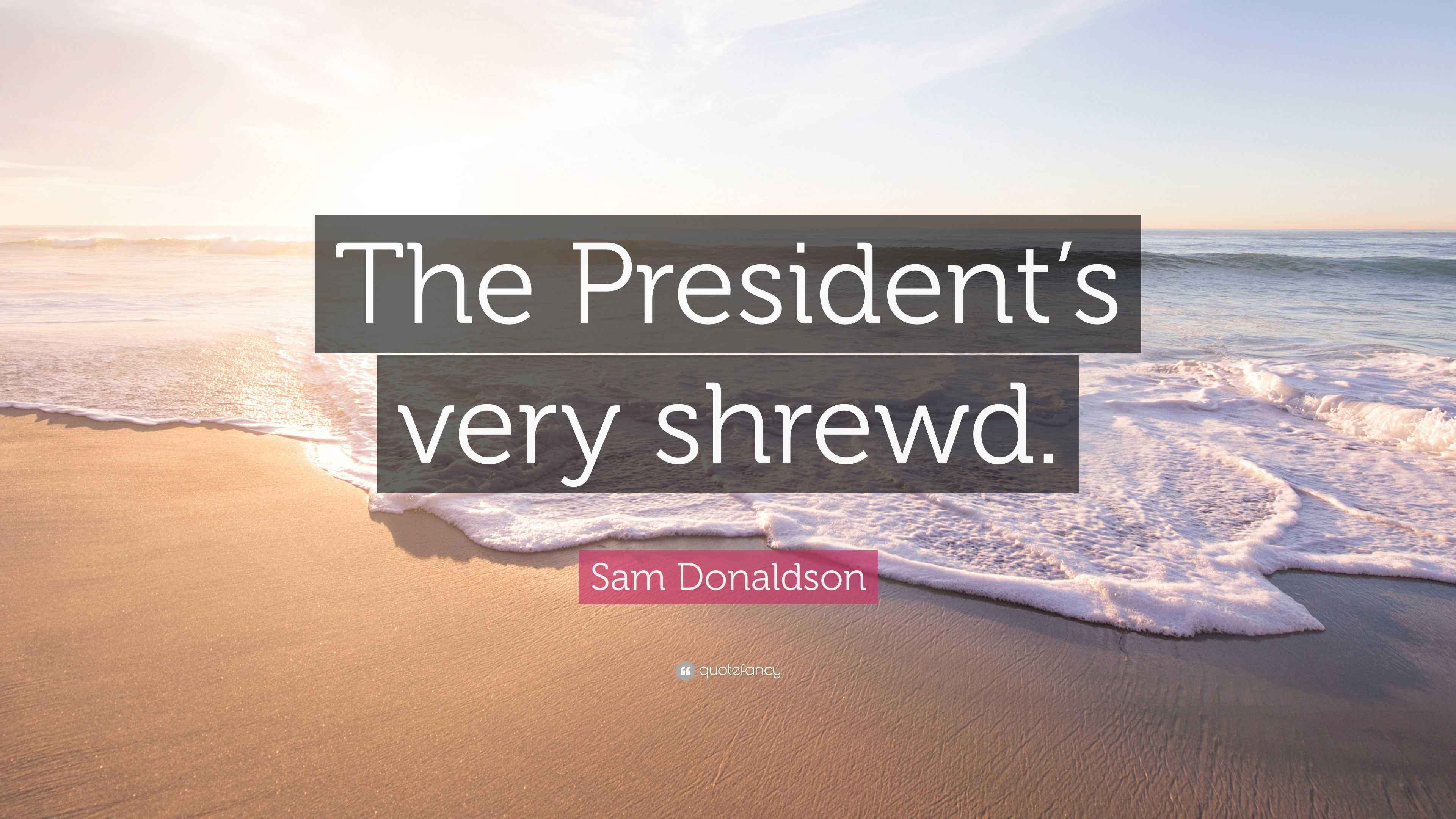 Sam Donaldson Quote: “The President’s very shrewd.”