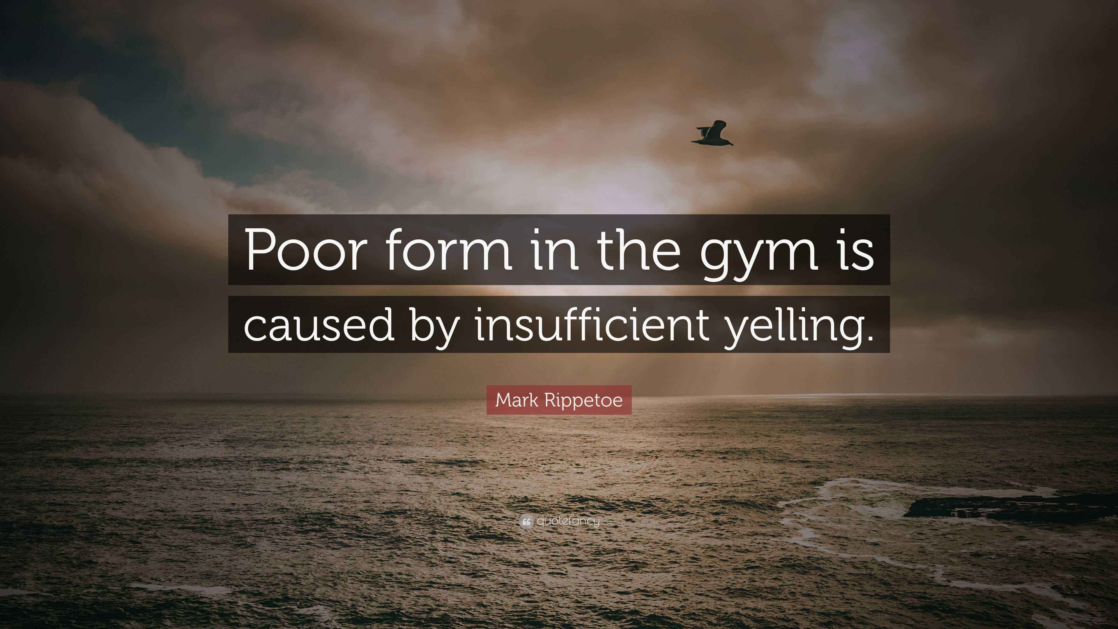 Mark Rippetoe Quote: “Poor form in the gym is caused by insufficient ...