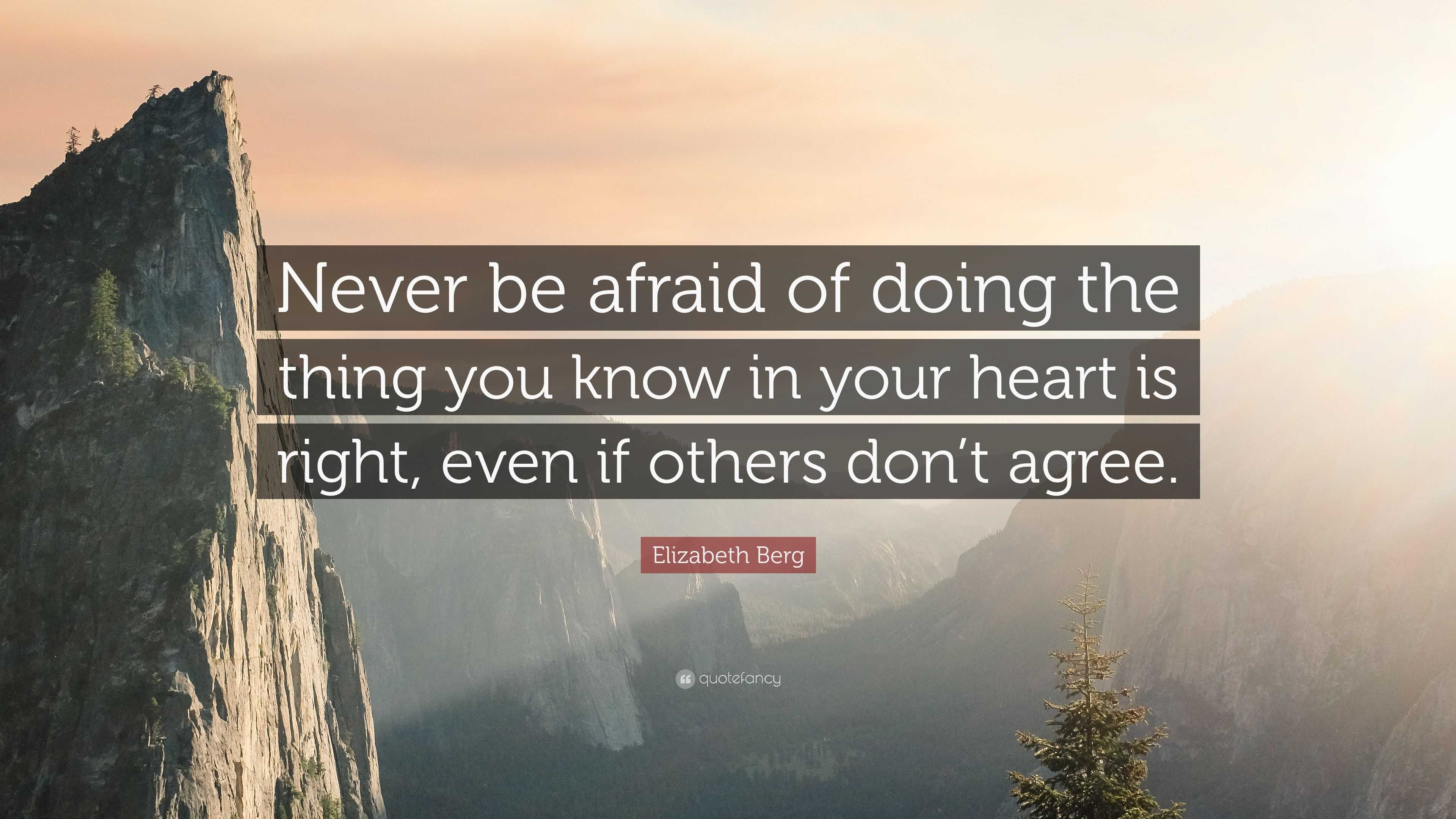 Elizabeth Berg Quote: “Never be afraid of doing the thing you know in ...
