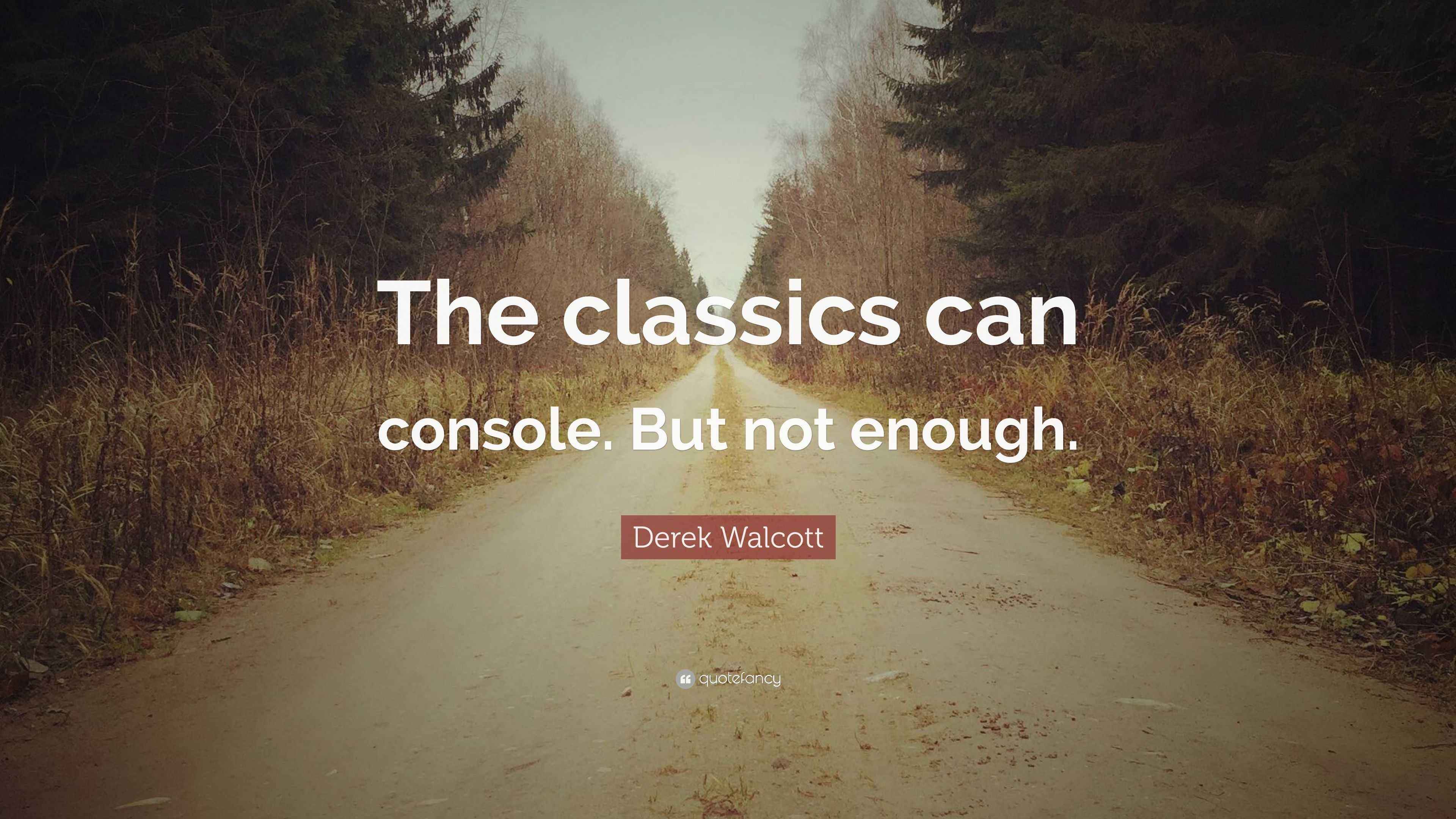 Derek Walcott Quote: “The classics can console. But not enough.”