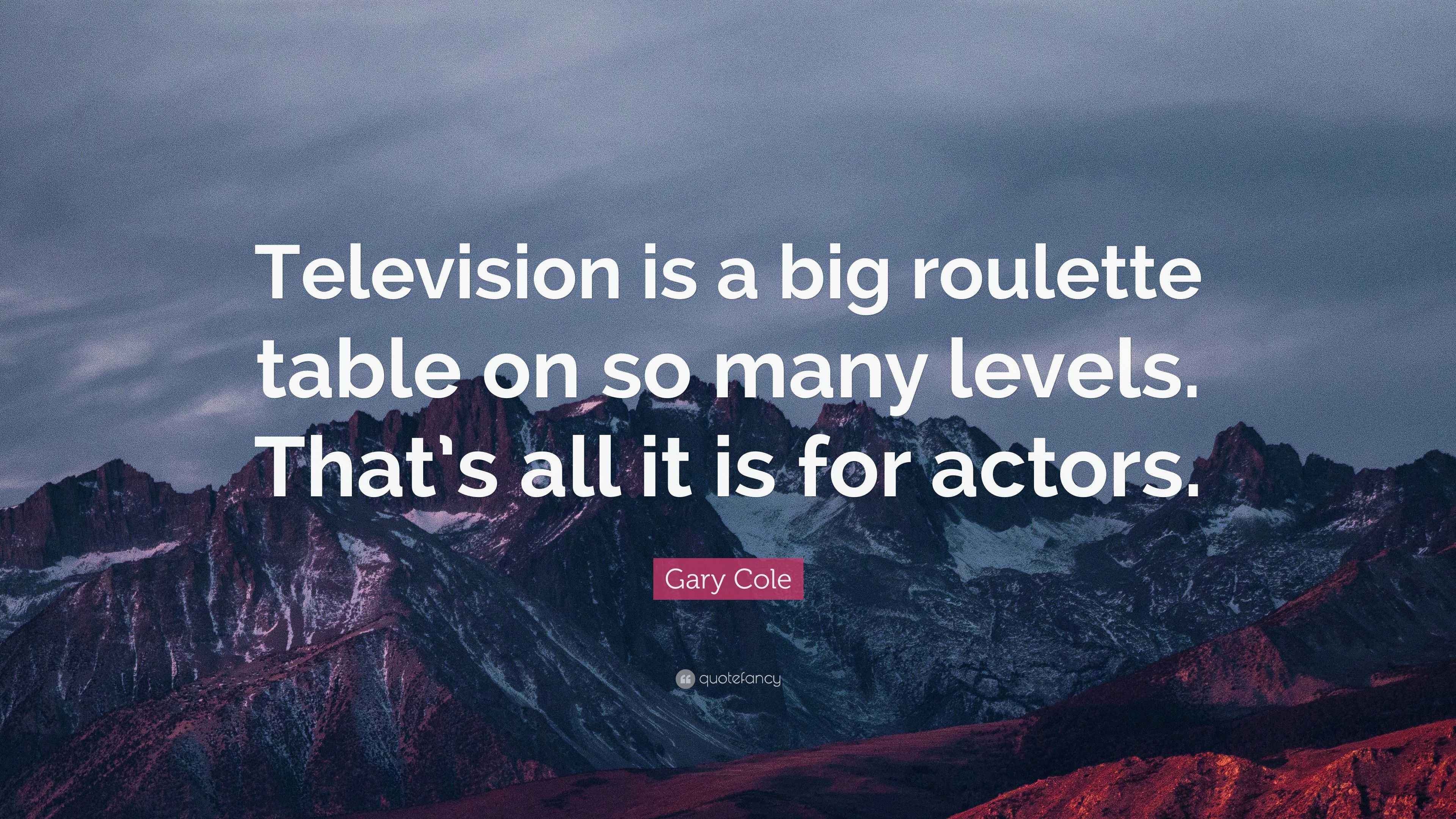 Gary Cole Quote: “Television is a big roulette table on so many levels ...