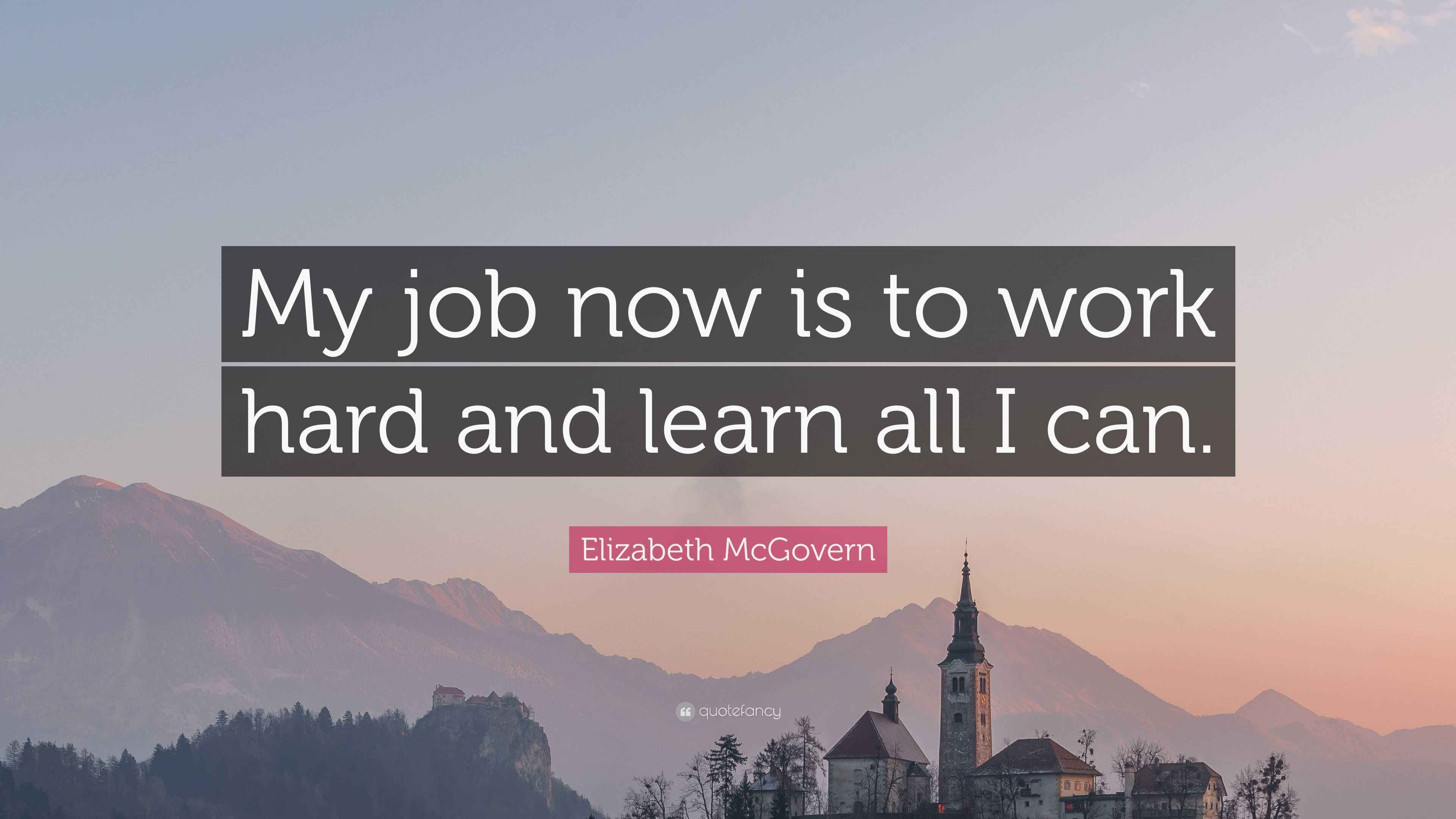 Elizabeth McGovern Quote: “My job now is to work hard and learn all I can.”