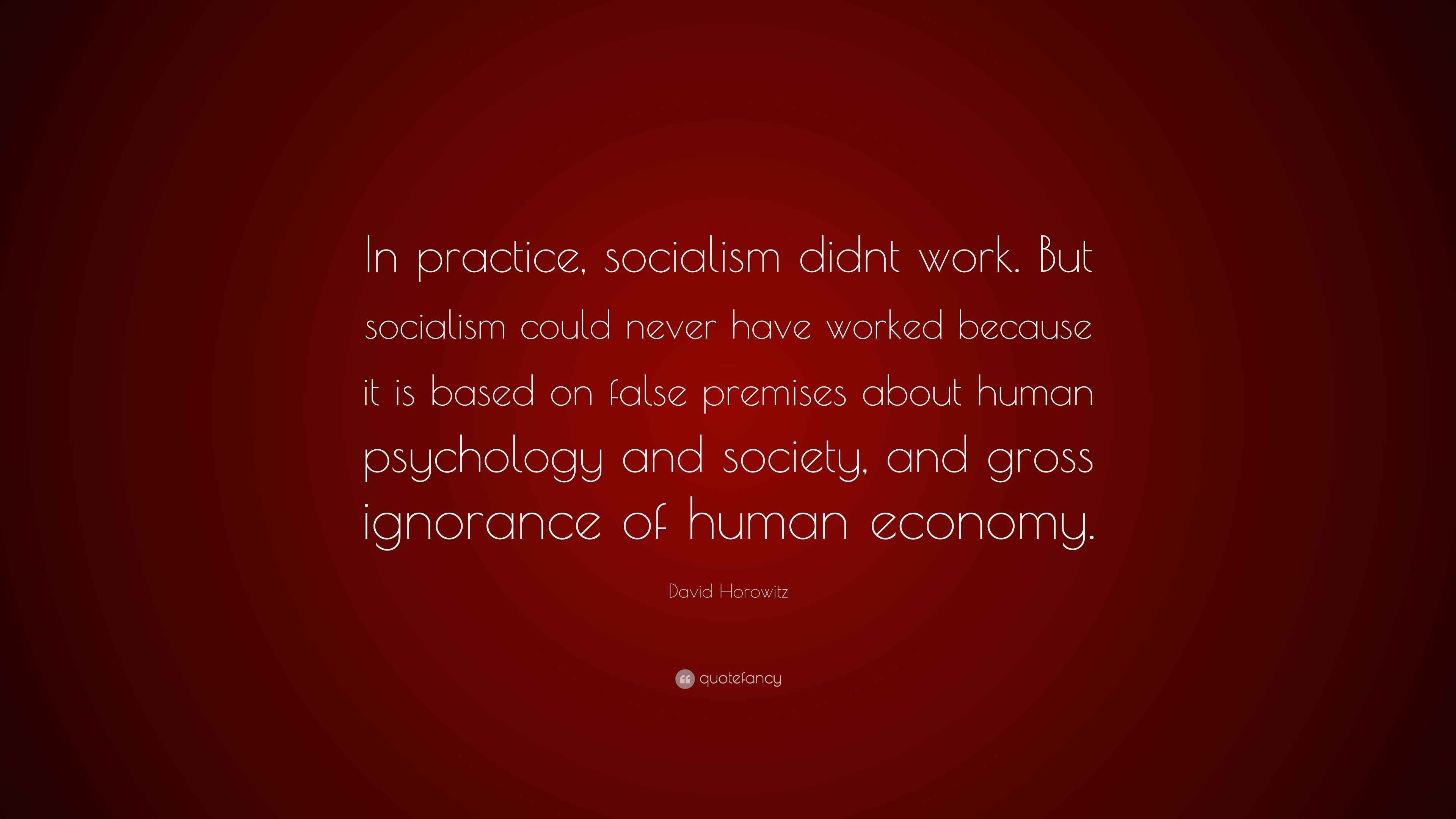 David Horowitz Quote: “In practice, socialism didnt work. But socialism ...