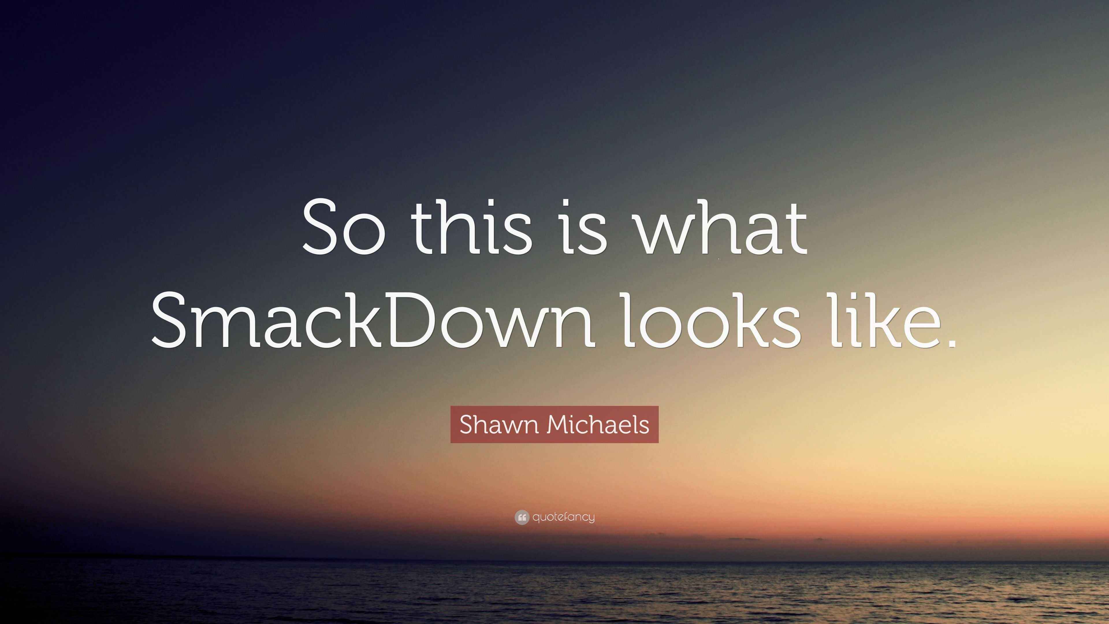 Shawn Michaels Quote: “So this is what SmackDown looks like.”