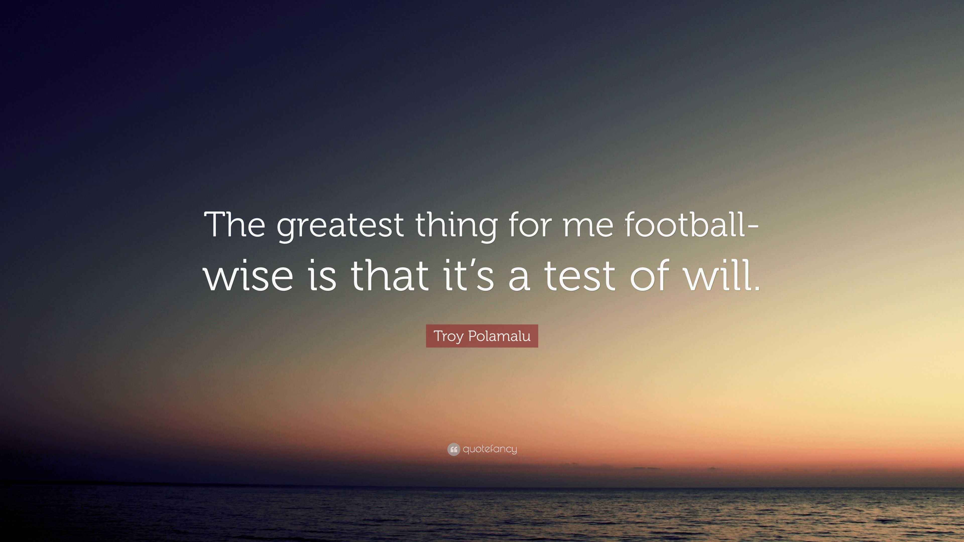 Troy Polamalu Quote: “The greatest thing for me football-wise is that ...