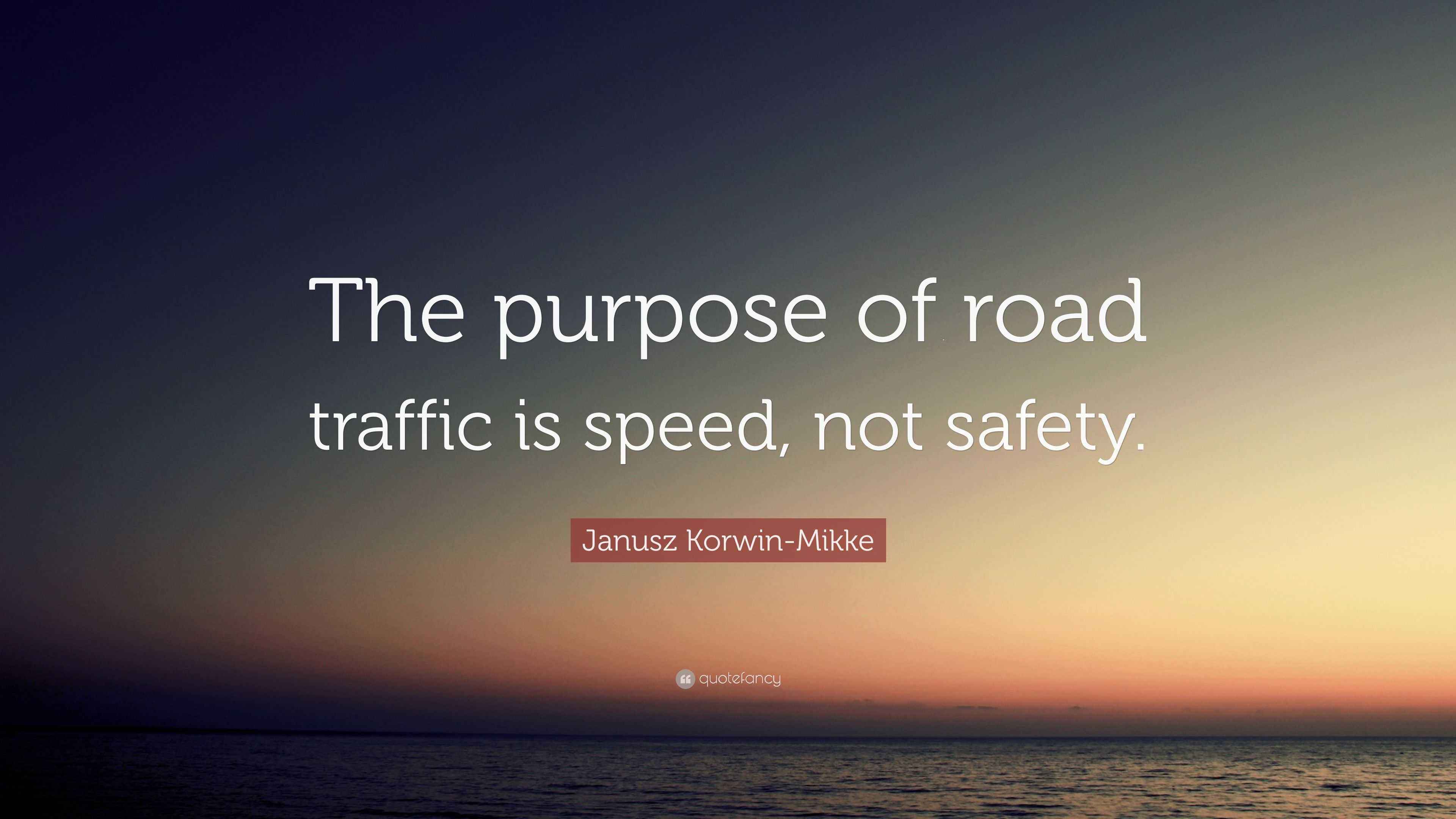 Janusz Korwin-Mikke Quote: “The purpose of road traffic is speed, not ...