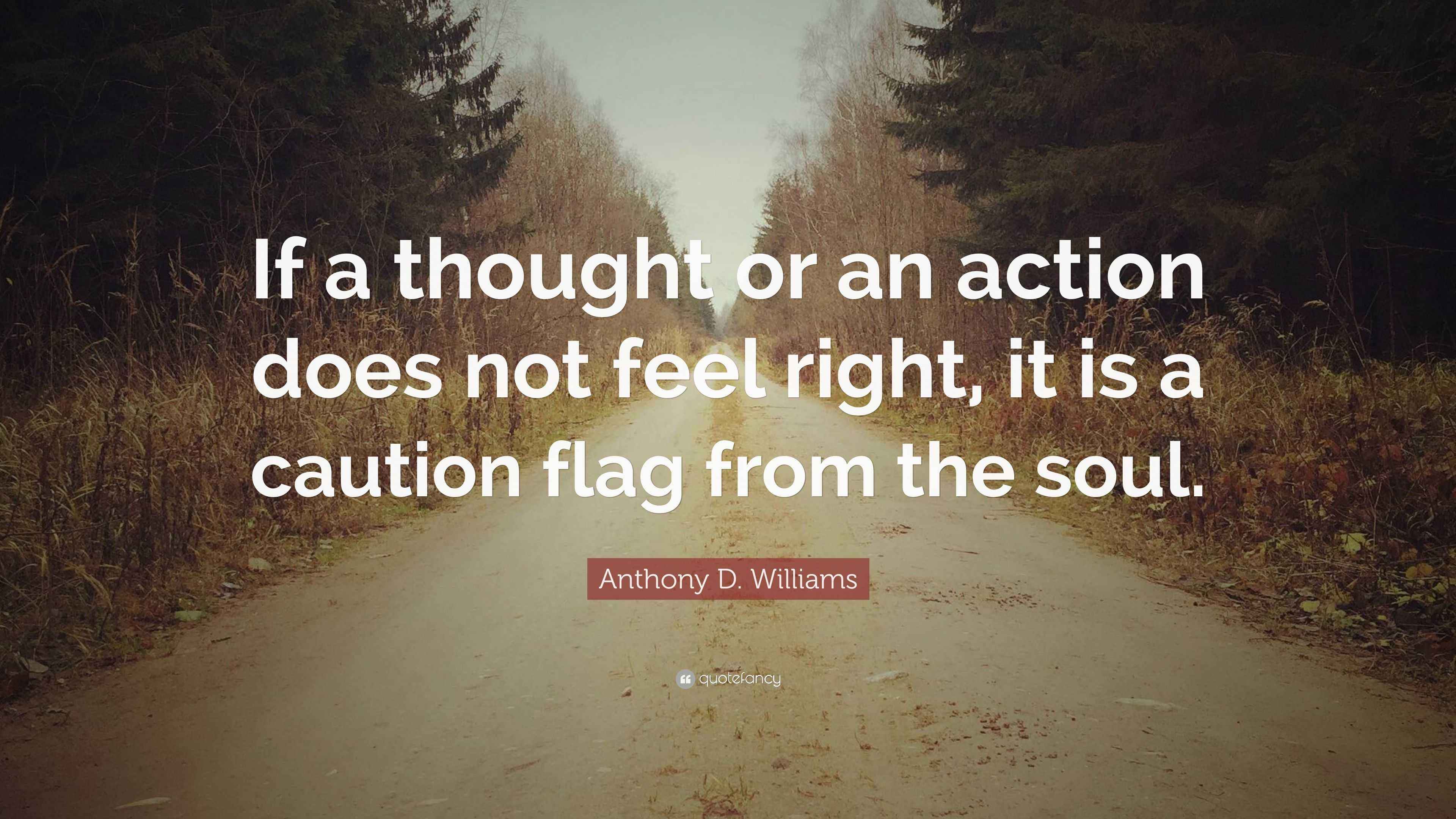Anthony D. Williams Quote: “If a thought or an action does not feel ...